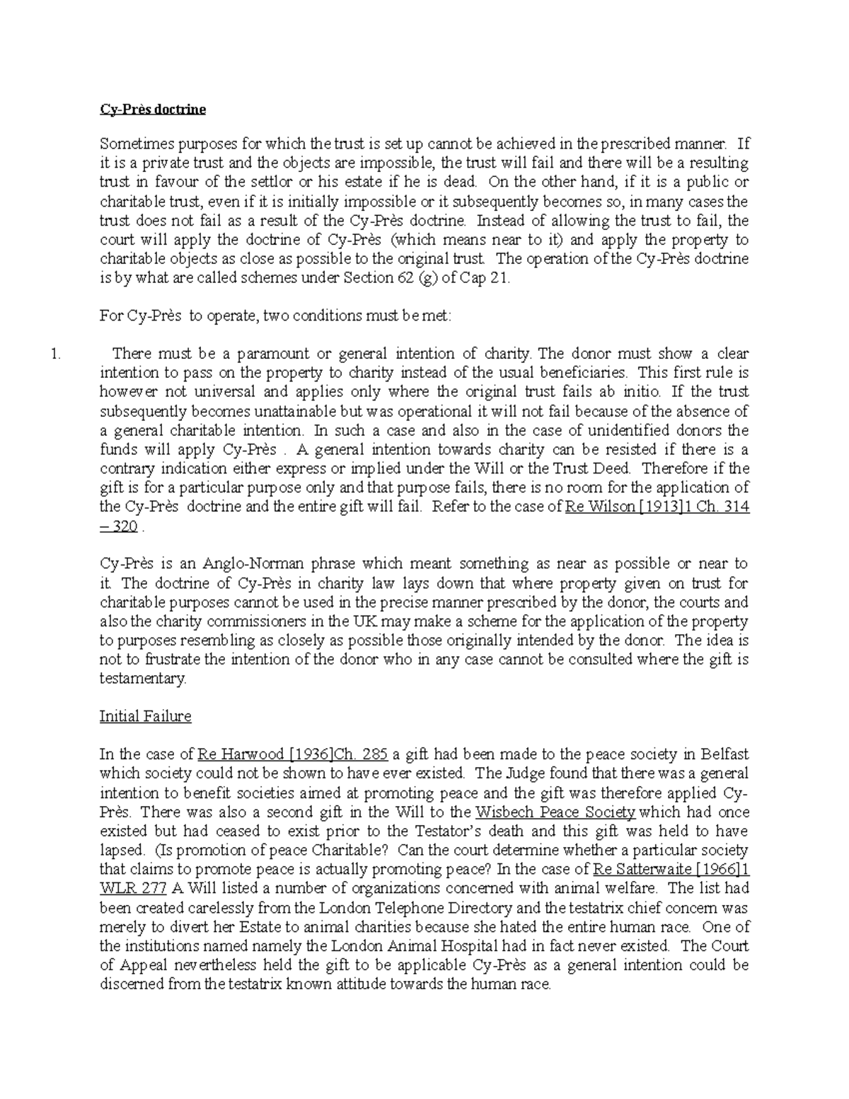 Cy-pres Doctrine - explaining Cy-pres - Cy-Près doctrine Sometimes ...