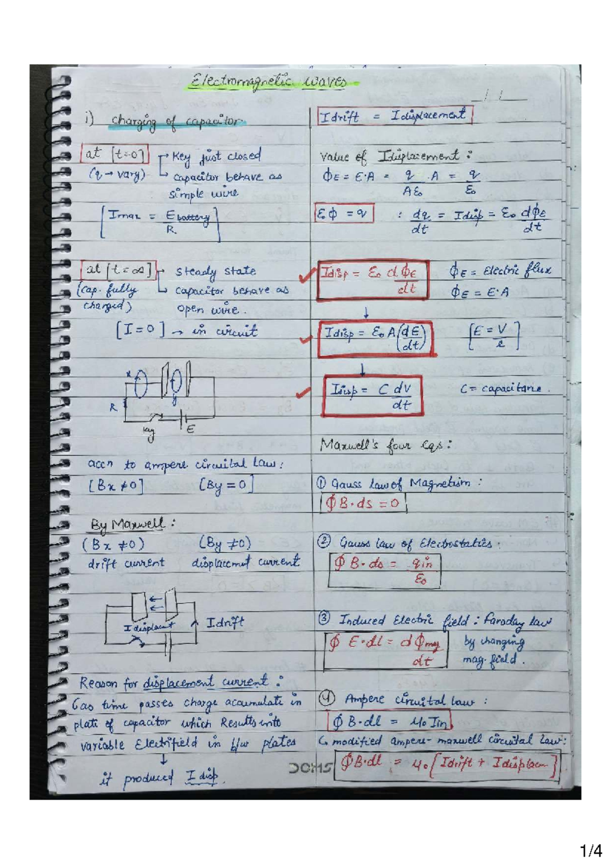EM Wave Short Notes: Key Concepts and Equations - Studocu