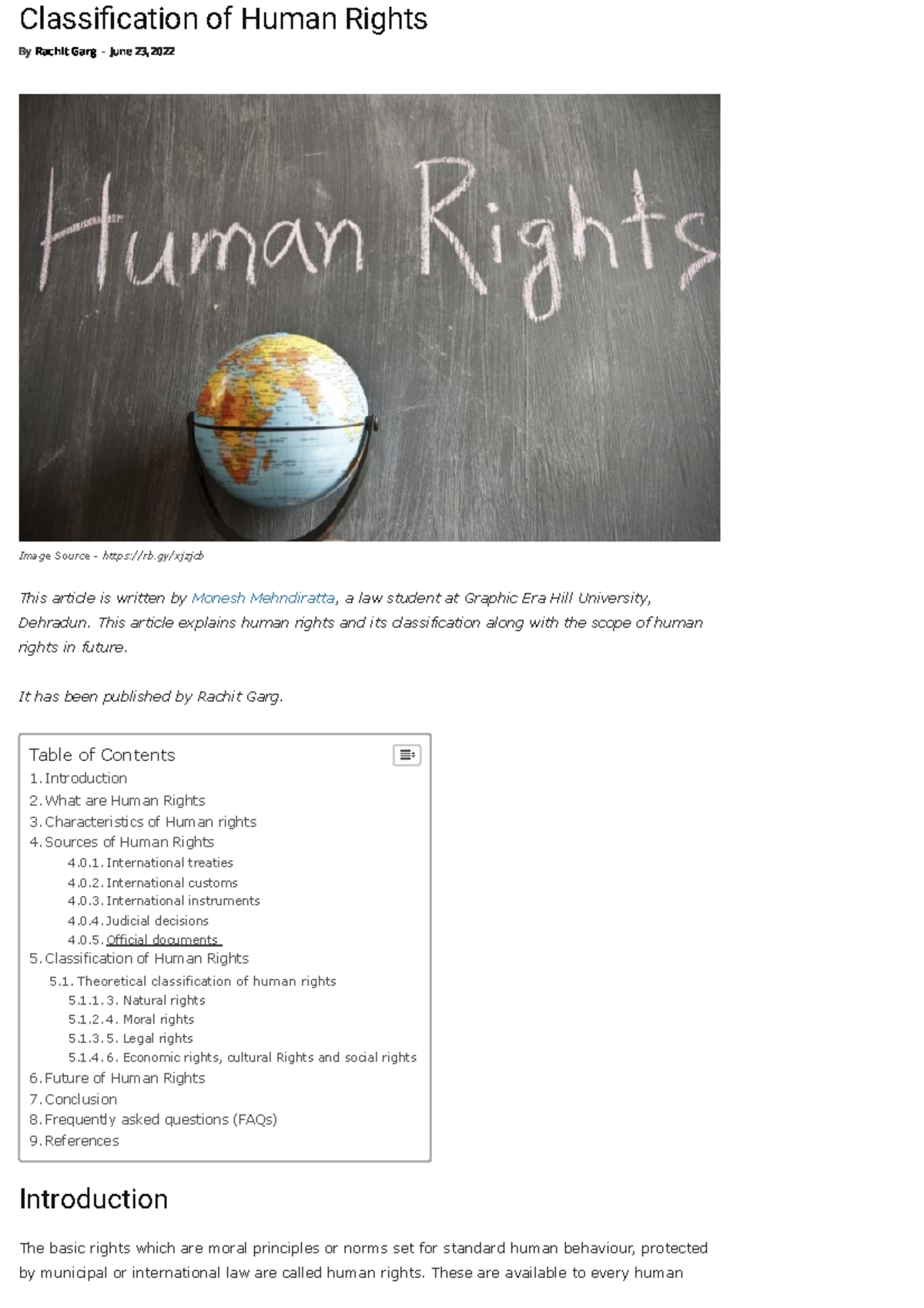 Classification of Human Rights - i Pleaders Overview and Analysis - Studocu