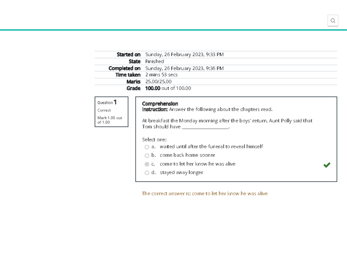Tom Sawyer Chapters 18-20: Comprehension Quiz Review - Studocu