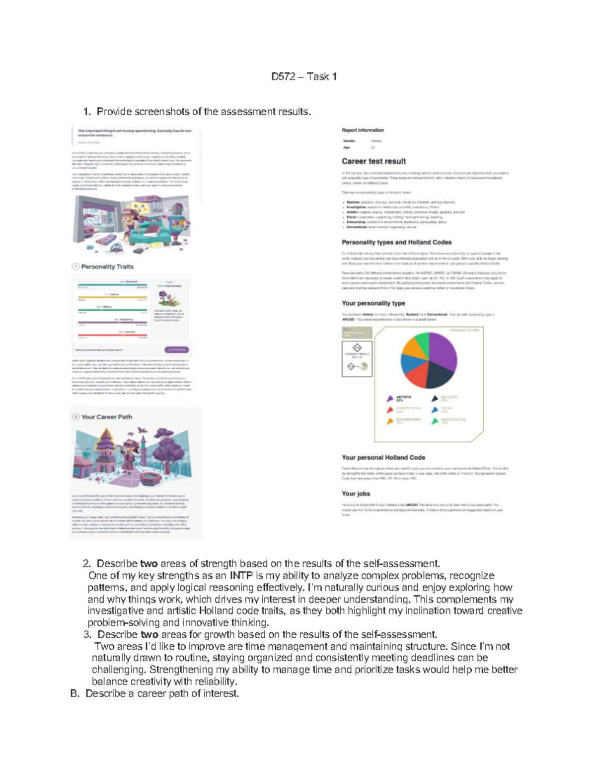 D572 Task 1: Strengths, Growth Areas, and Career Path in UX Design ...
