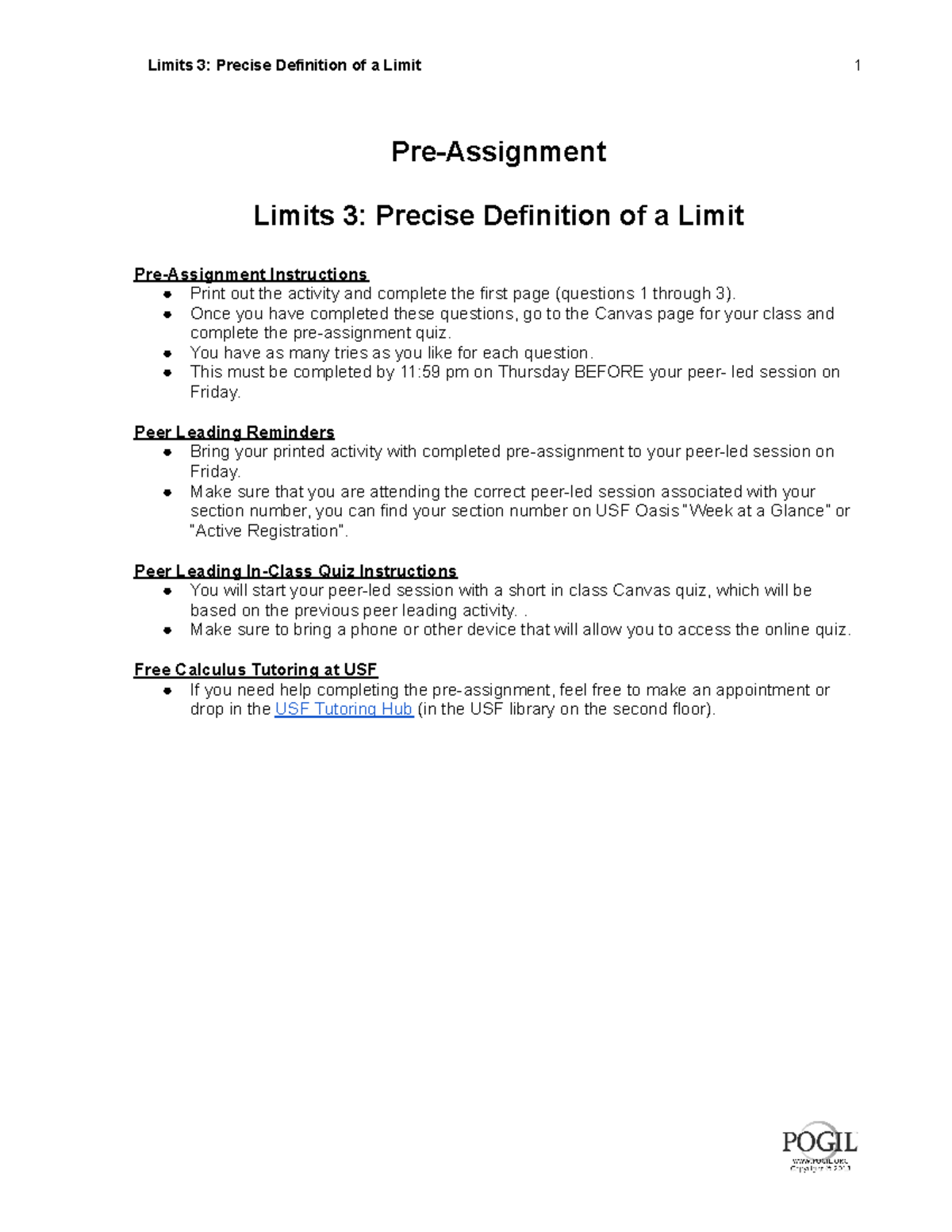 L3 Precise Definition of a Limit 2 - Pre-Assignment Limits 3: Precise Definition of a Limit ...