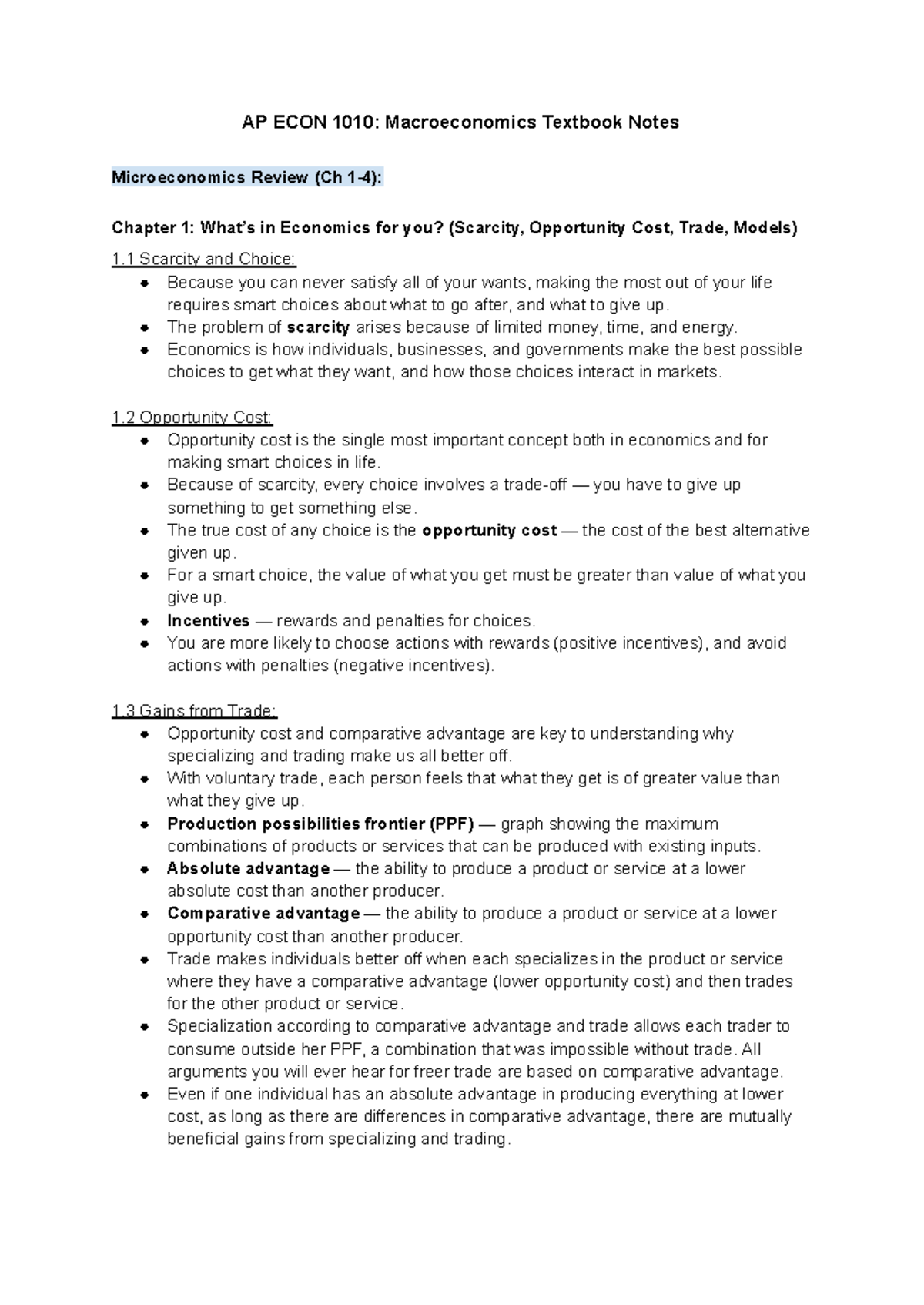 AP ECON 1010: Macroeconomics Textbook Notes - Key Concepts & Models ...