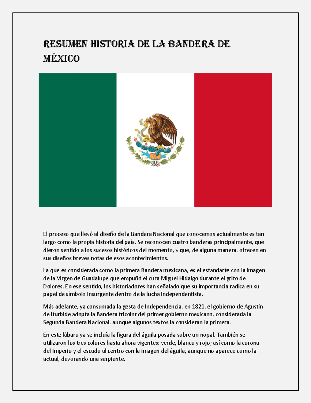 Historia De La Bandera De Mexico