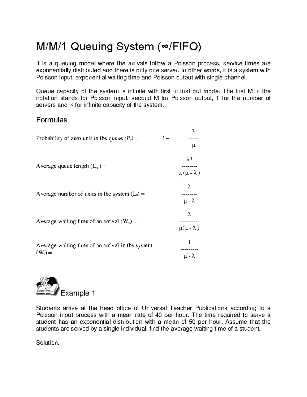 0S W3-LAB M/M/1 Queuing Models and Examples - Studocu