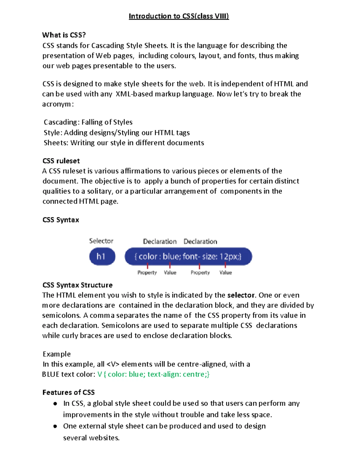 Advanced HTML Notes for Class VIII (1) - Studocu