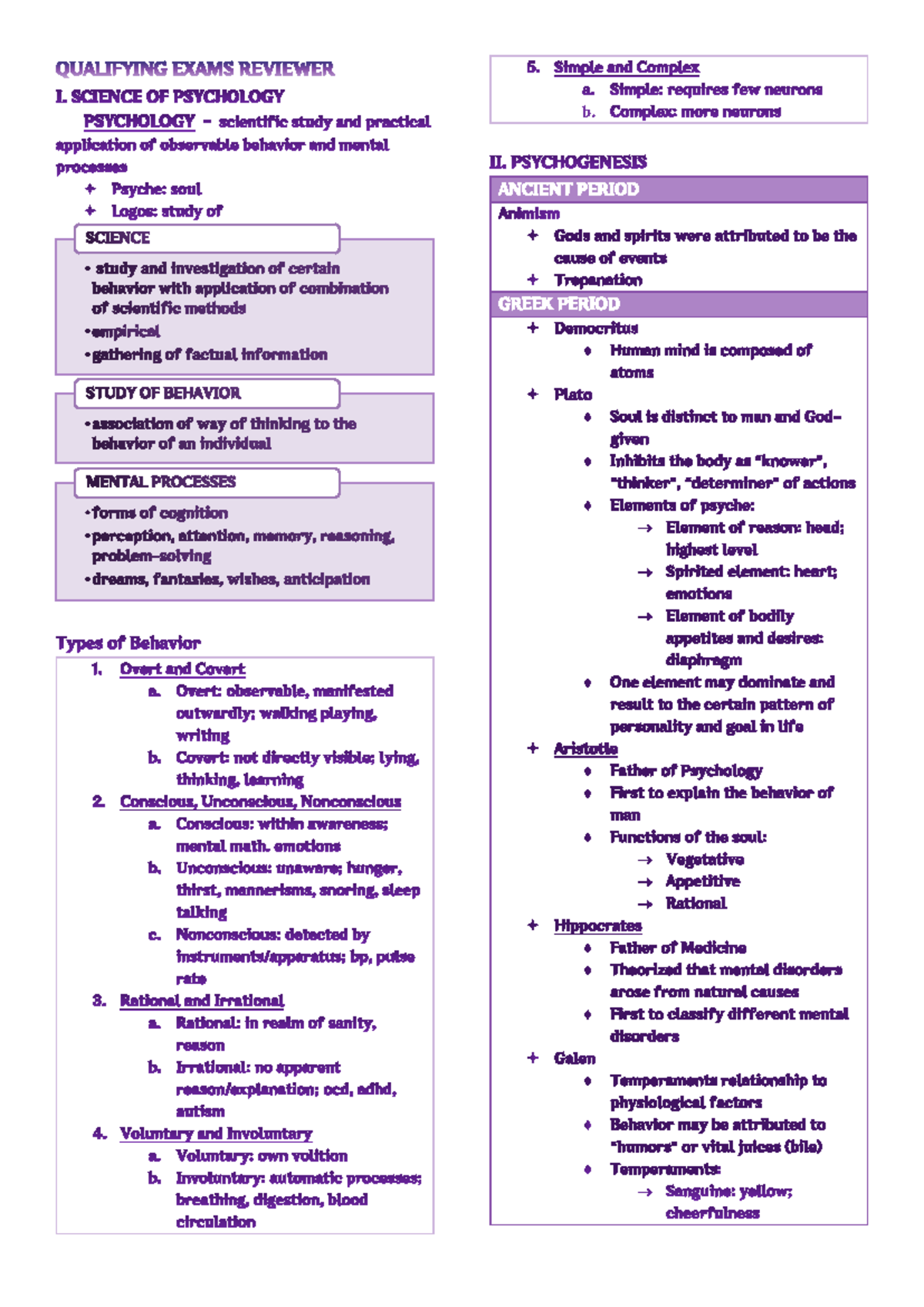 Qualifying Exams Reviewer 2: Comprehensive Study Guide - Studocu