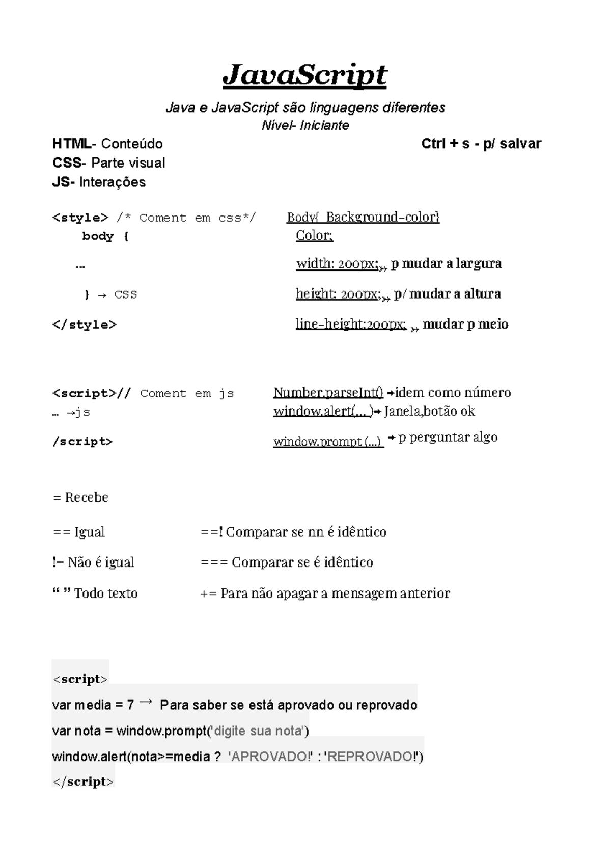 JavaScript: Fundamentos e Estruturas para Iniciantes - Curso JS - Studocu