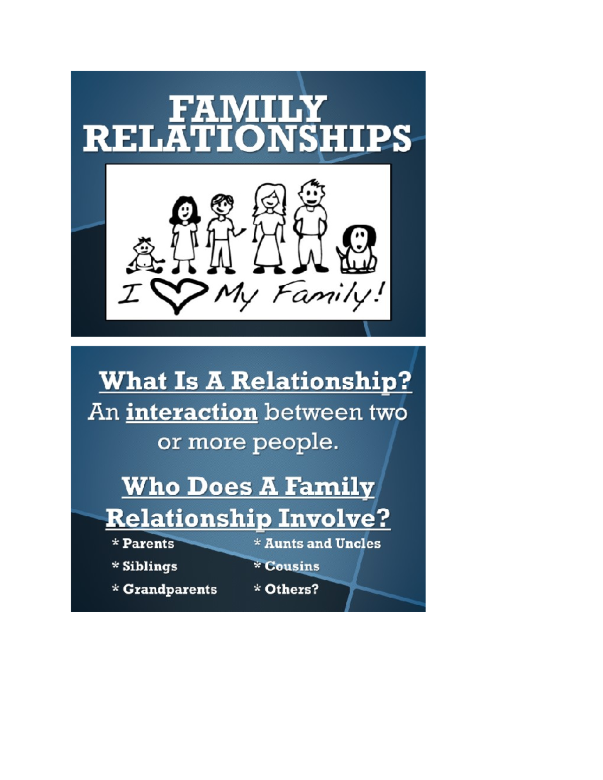 Family Relations - FAMILY RELATIONSHIPS I My Family! What Is A ...