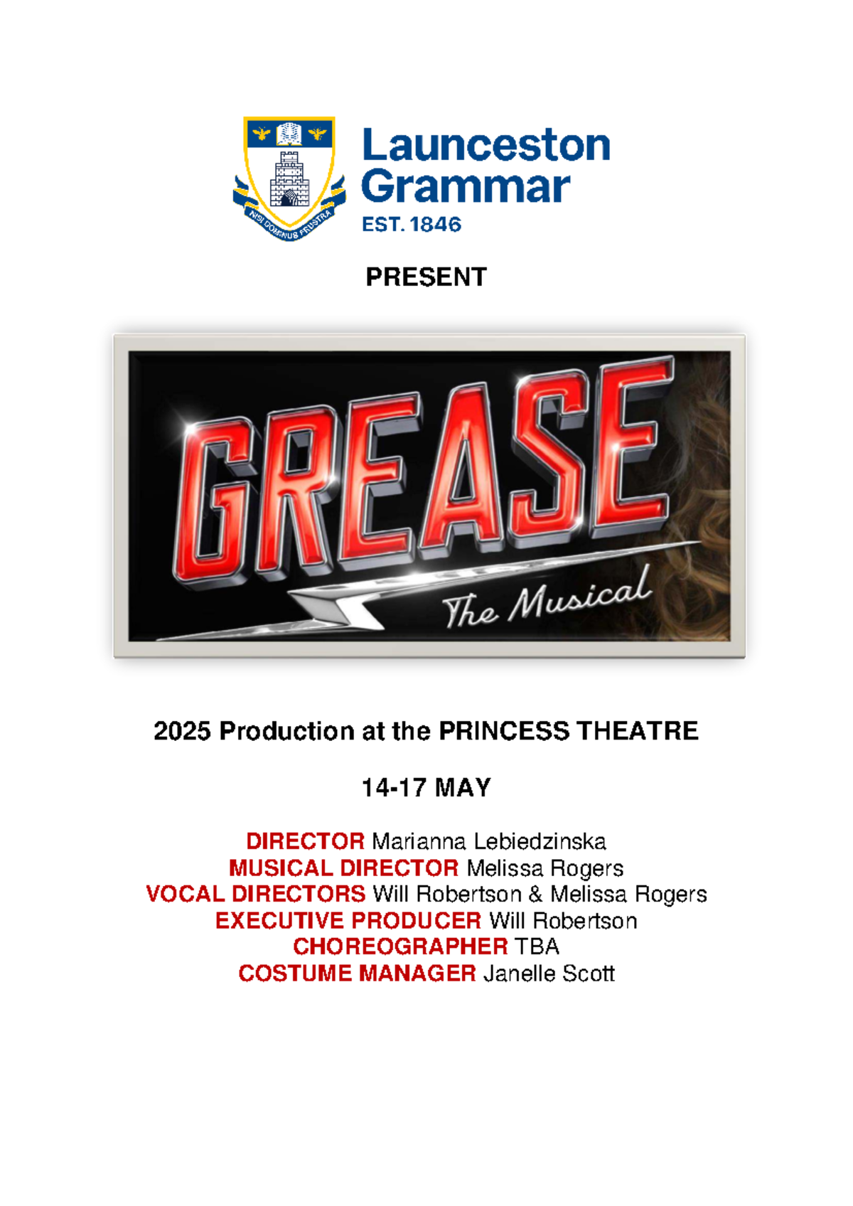 2025 Musical Auditions: Grease at Princess Theatre - Studocu