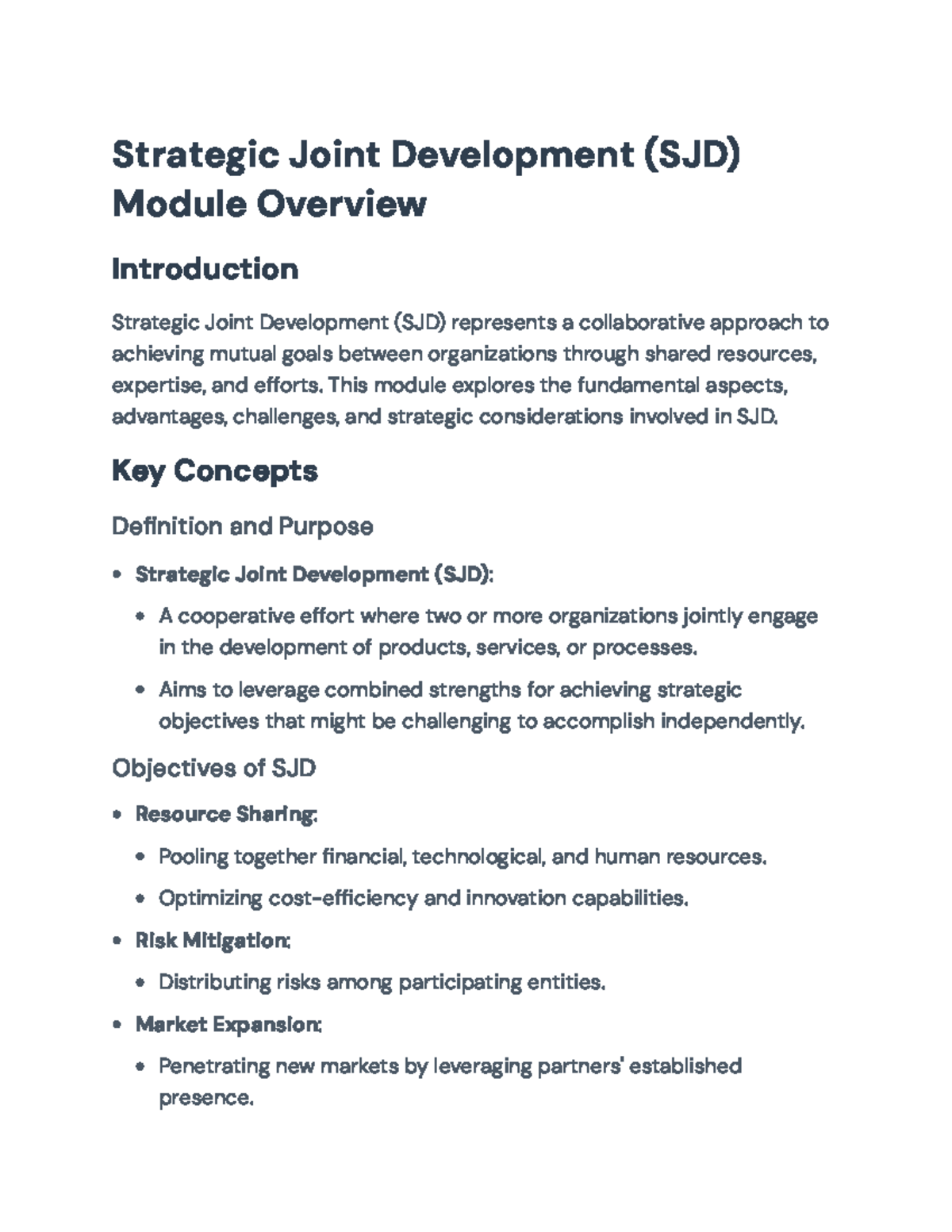 Strategic Joint Development (SJD): Concepts, Benefits, and Challenges ...