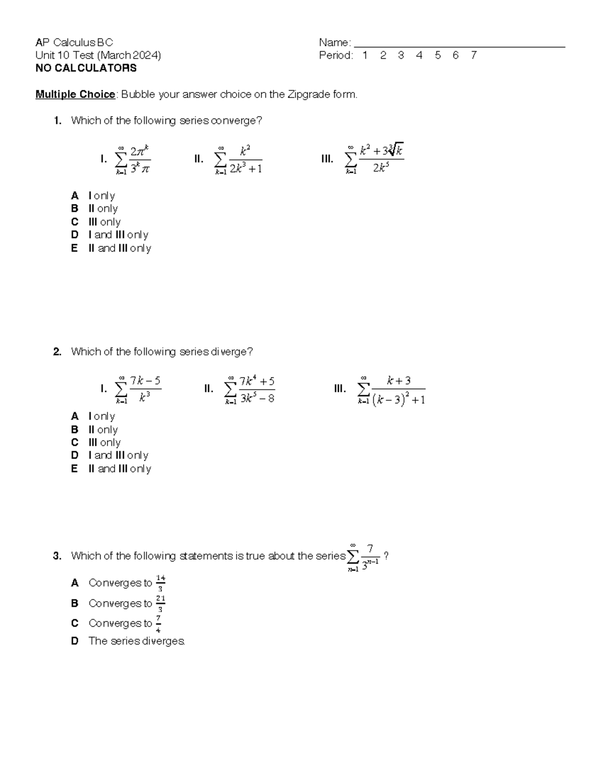23-24 Unit 10 Test AP Calculus BC Final Exam (March 2024) - Studocu