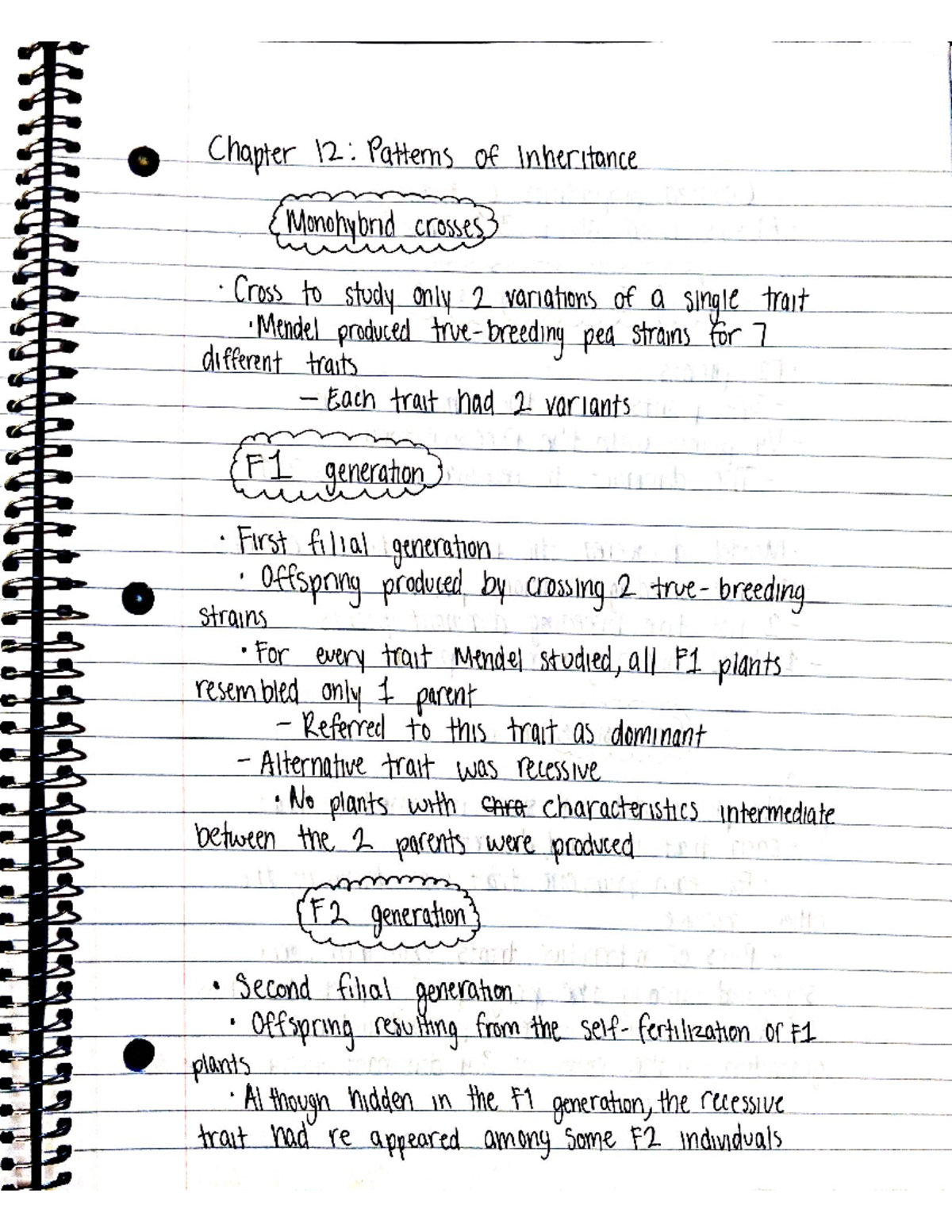 Bio 111 (chapter 12 notes) - Chapter 12: Patterns of Inheritance ...