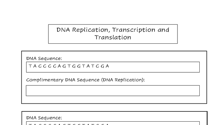 Bio 107: DNA Replication, Transcription, and Translation Notes ...