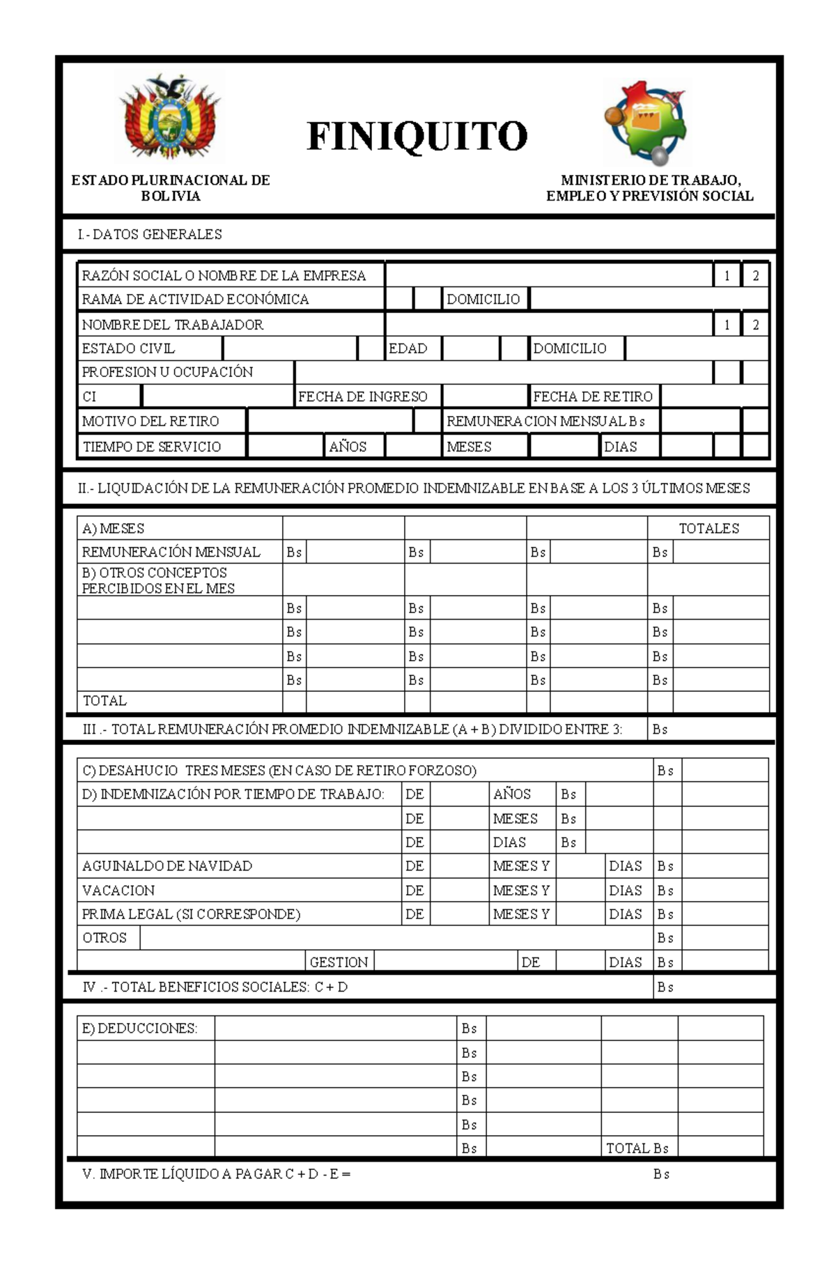 Formulario Finiquito - Material de Apoyo para el Empleo - Studocu