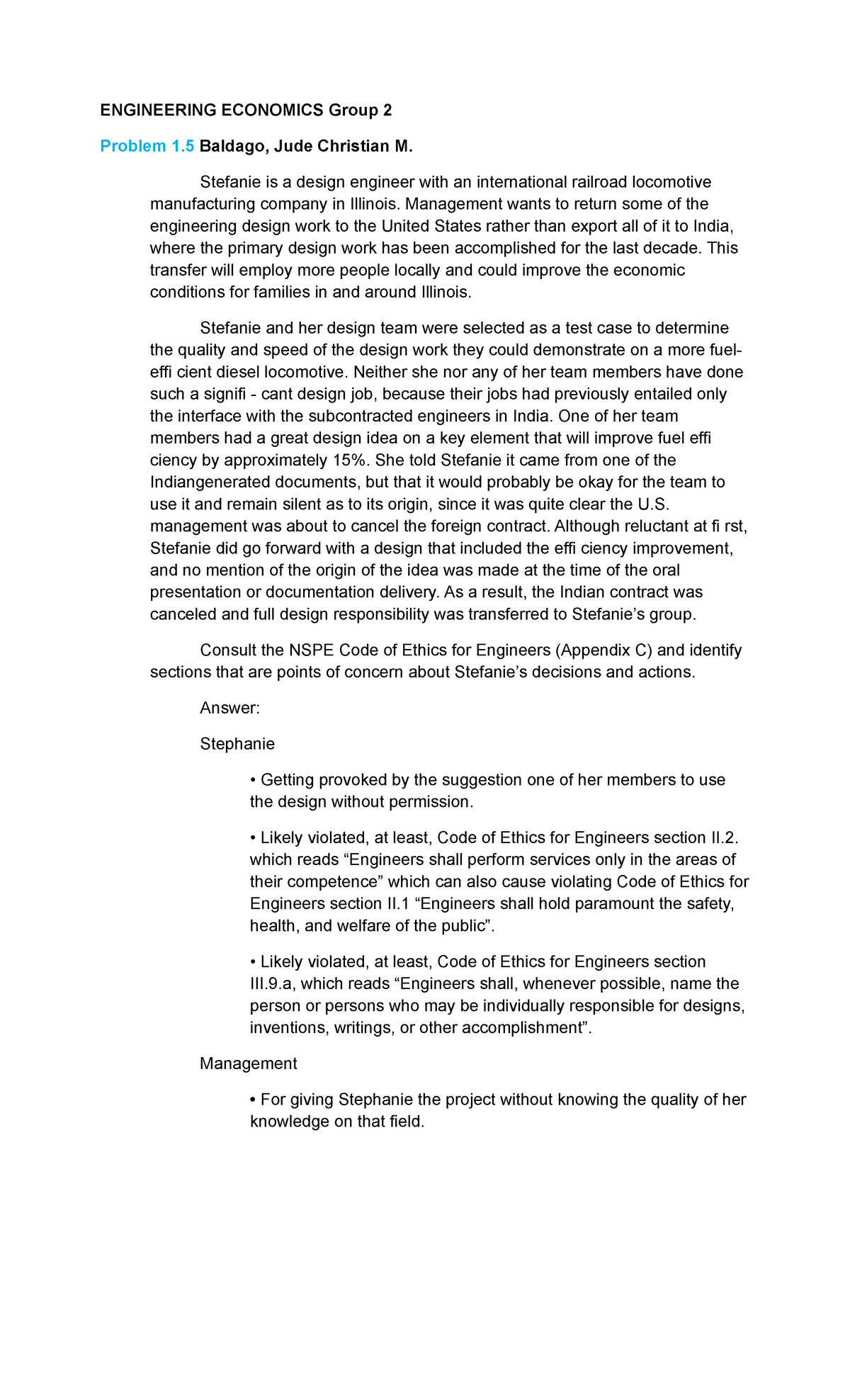 Engineering Economics Practice Exam Winter 2020: Questions and Answers ...