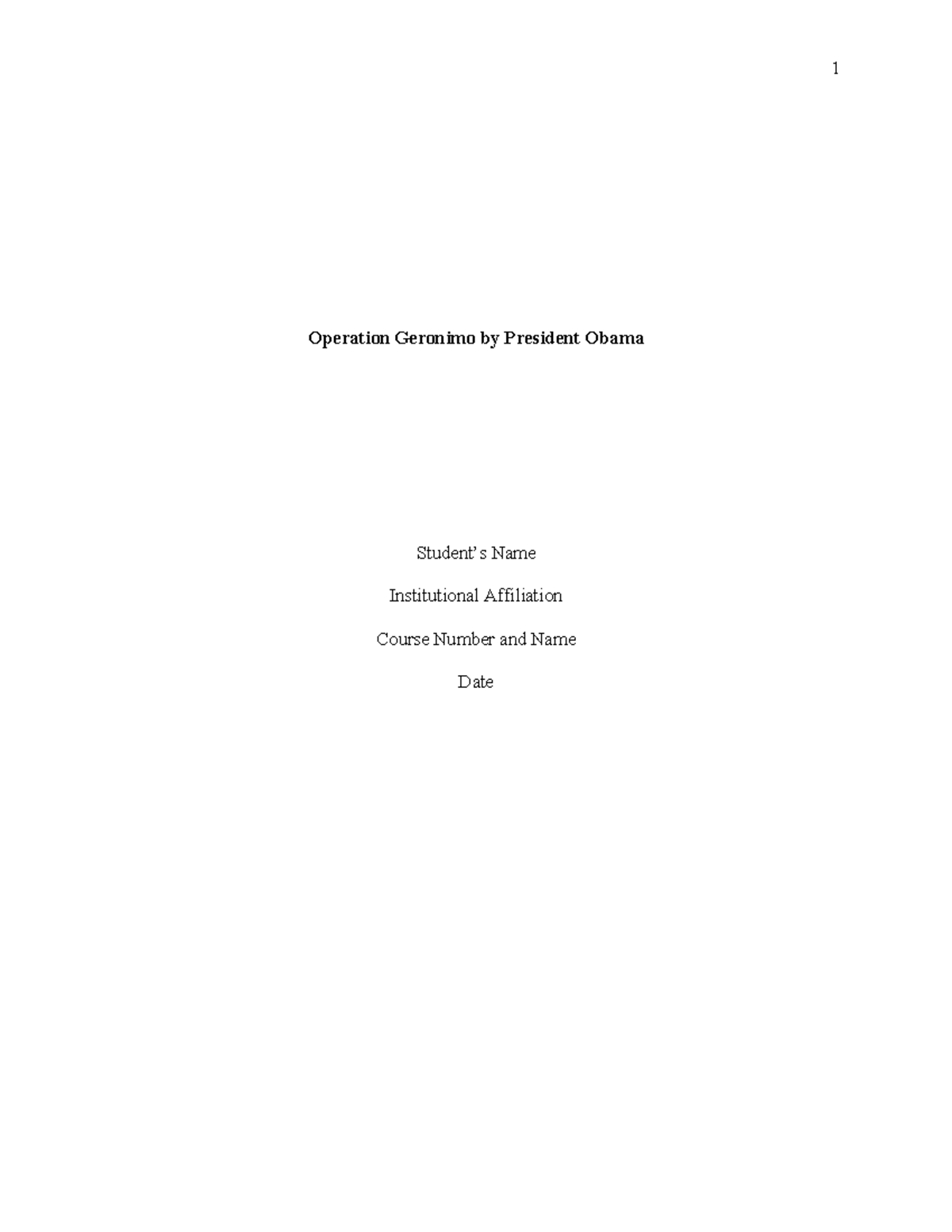 Operation Geronimo: Analyzing the Legality of Obama's Directive - Studocu