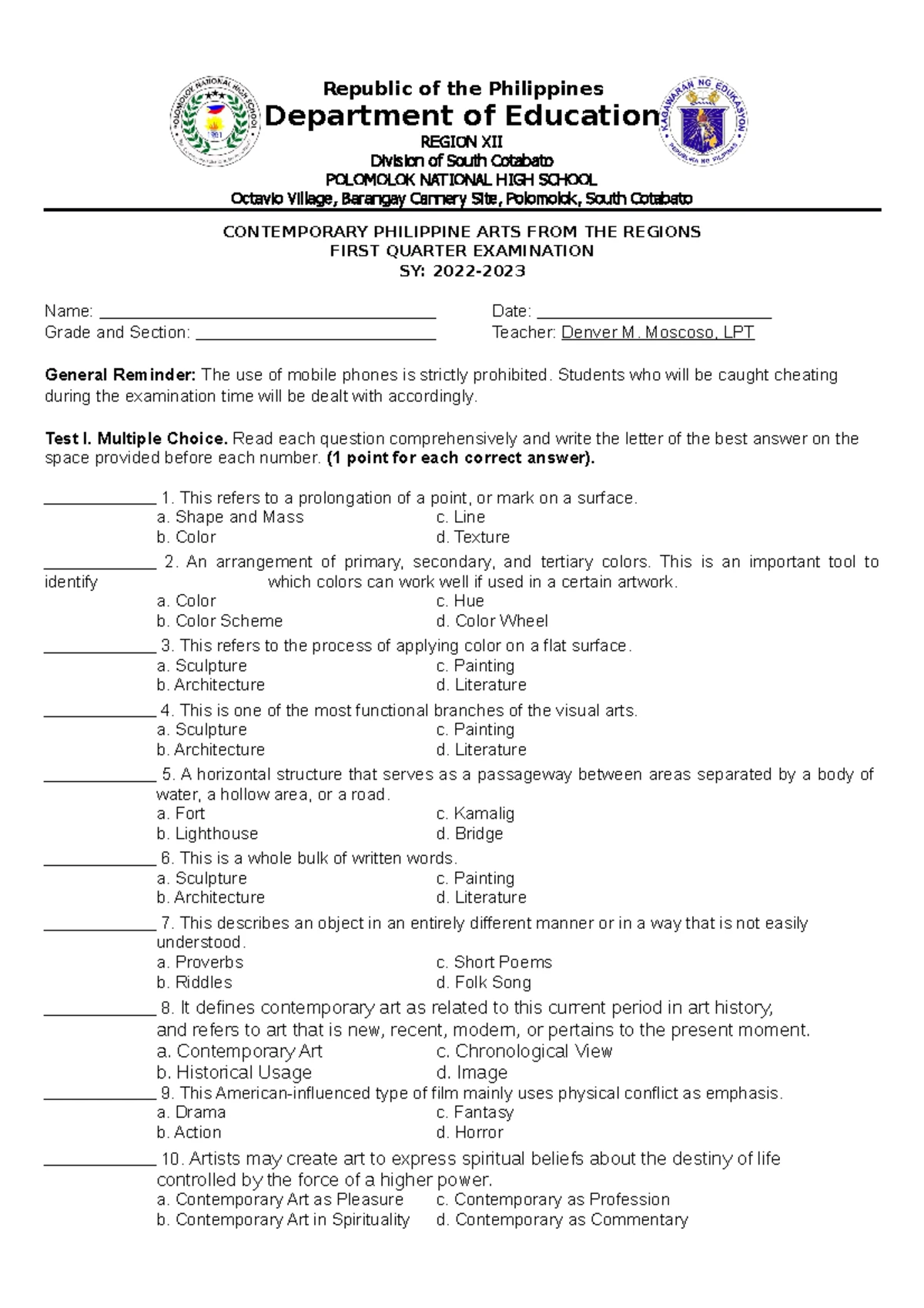 EAPP Melcs - Curriculum Guide - GRADE LEVEL: Grade 11/ SUBJECT: English ...