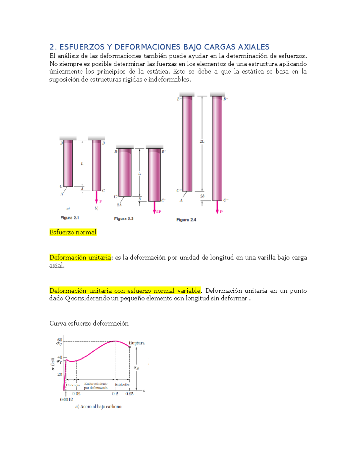 2. Esfuerzo Y Deformación BAJO Carga Axial - 2. ESFUERZOS Y DEFORMACIONES BAJO CARGAS AXIALES El ...
