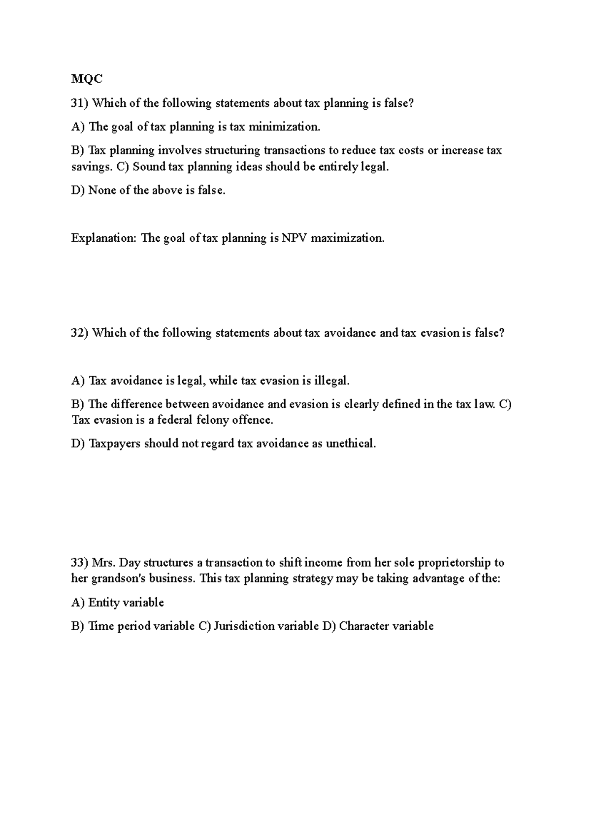 Chapter 4 Tax Planning Strategies in MQC: Key Concepts & Applications ...