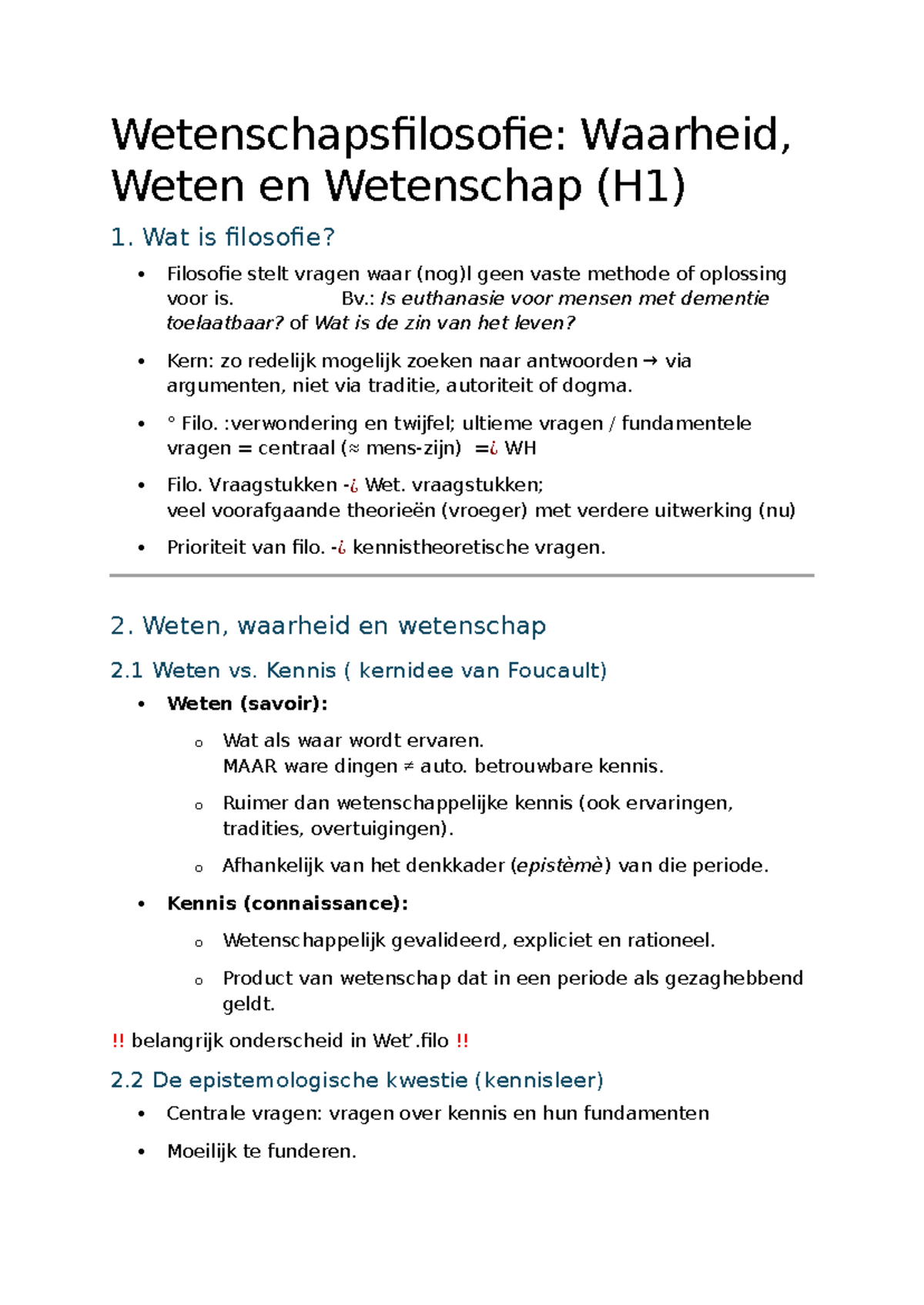 Samenvatting H1: Waarheid, Weten en Wetenschap in Wetenschapsfilosofie ...