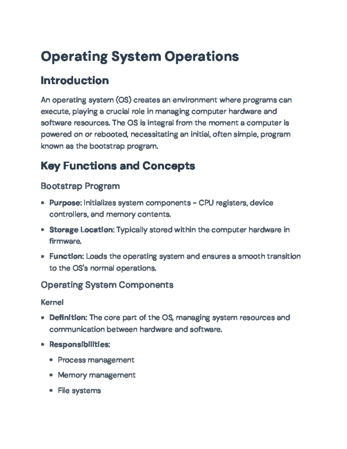 Operating Systems: Key Concepts and Functions Overview - Operating System Operations ...