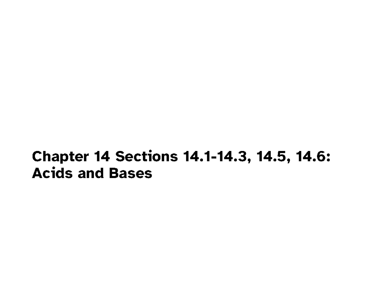 Chapter 14: Acids and Bases Overview - Studocu