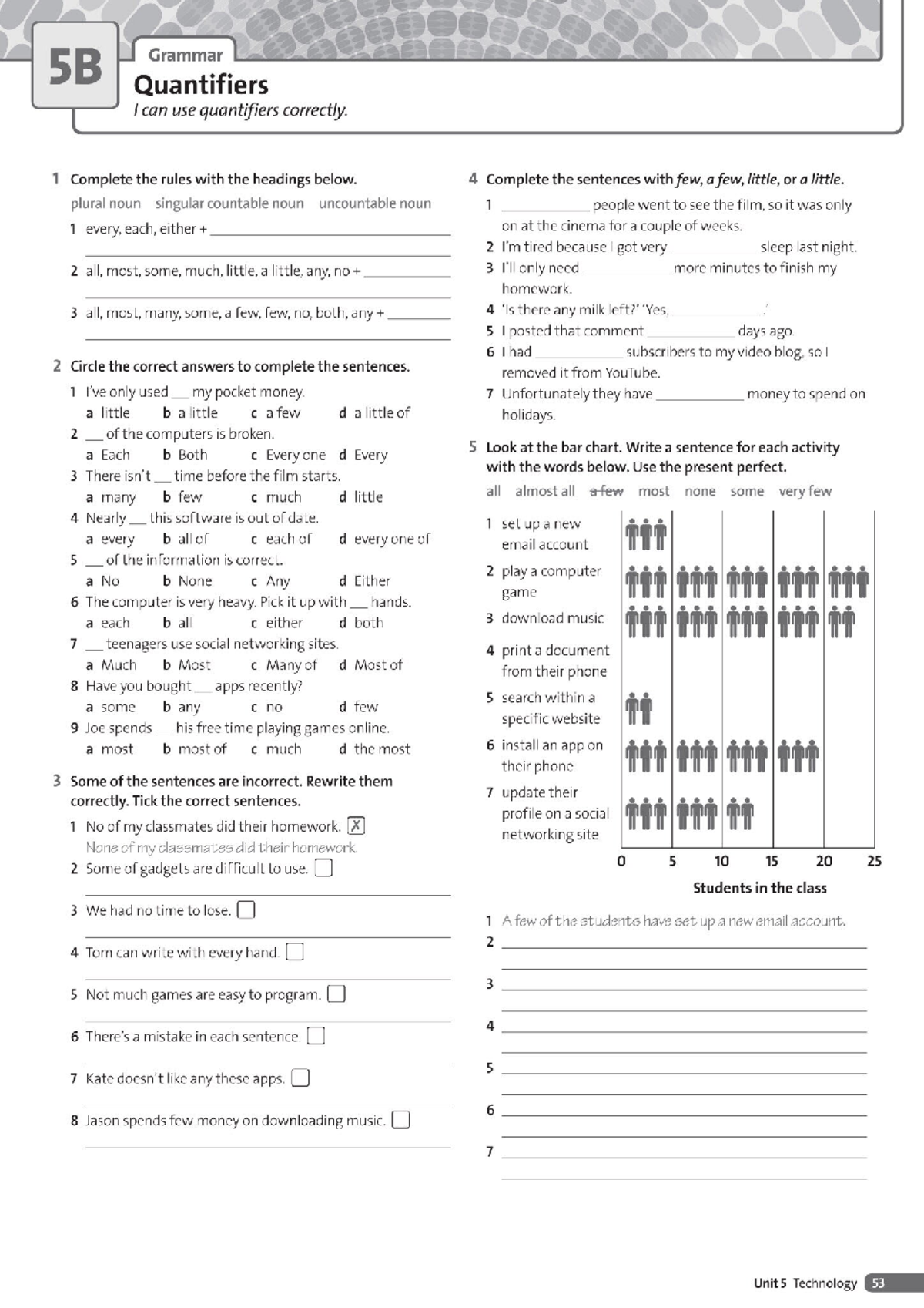 B1.2 Unit 5 Grammar Practice on Quantifiers and Usage - Studocu