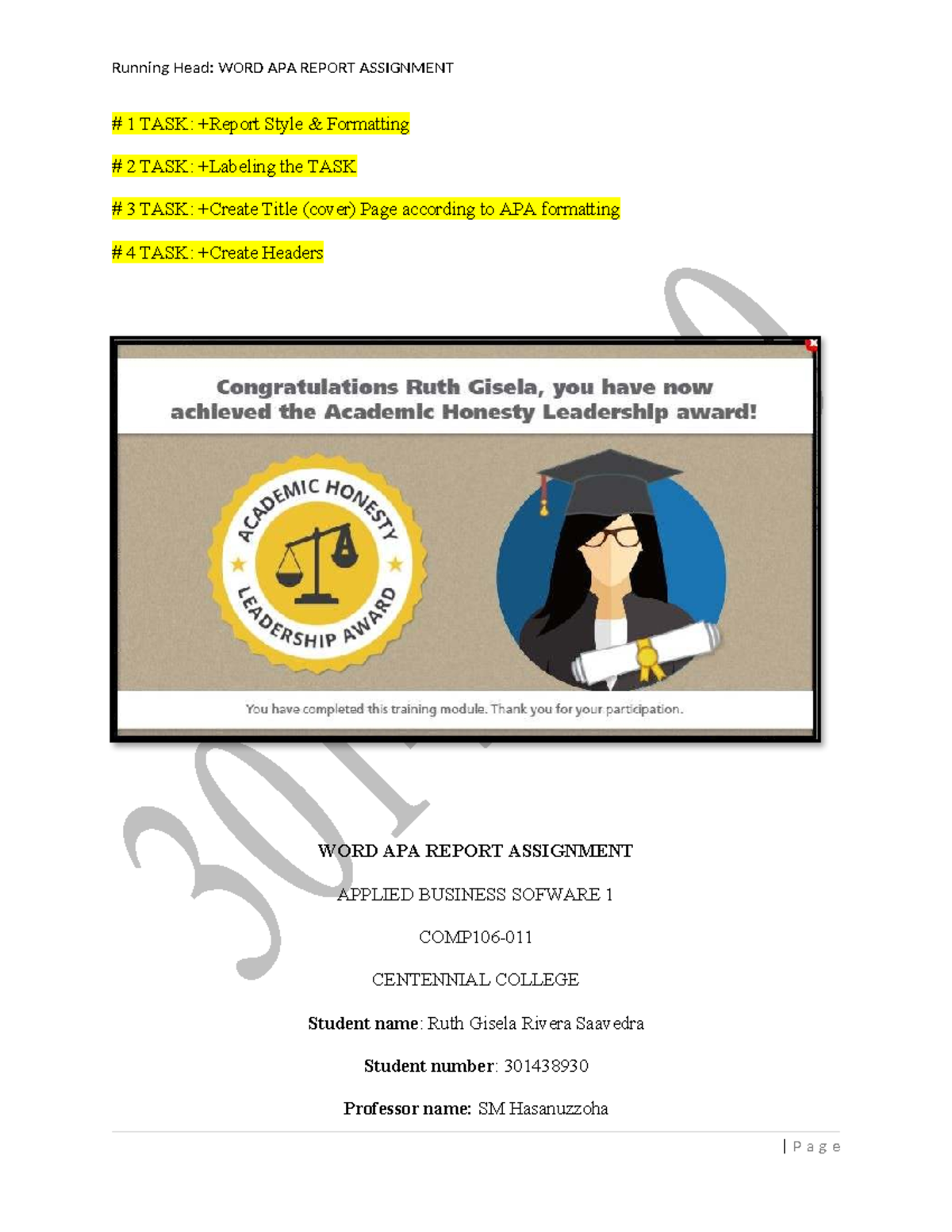 WORD APA Report Assignment: Formatting & Content Overview - Applied ...