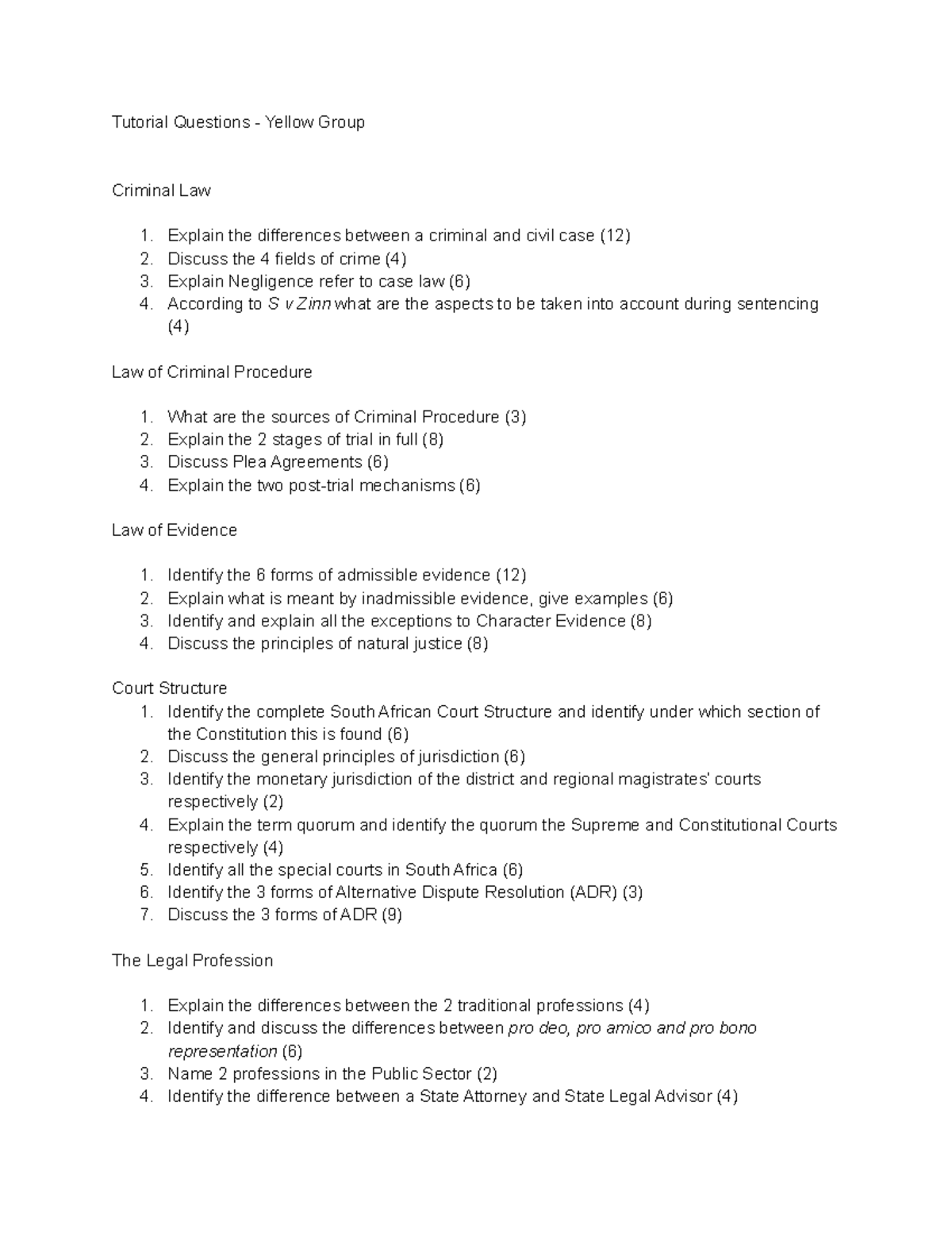 Introduction to Law 100: Exam Practice Questions and Key Concepts - Studocu