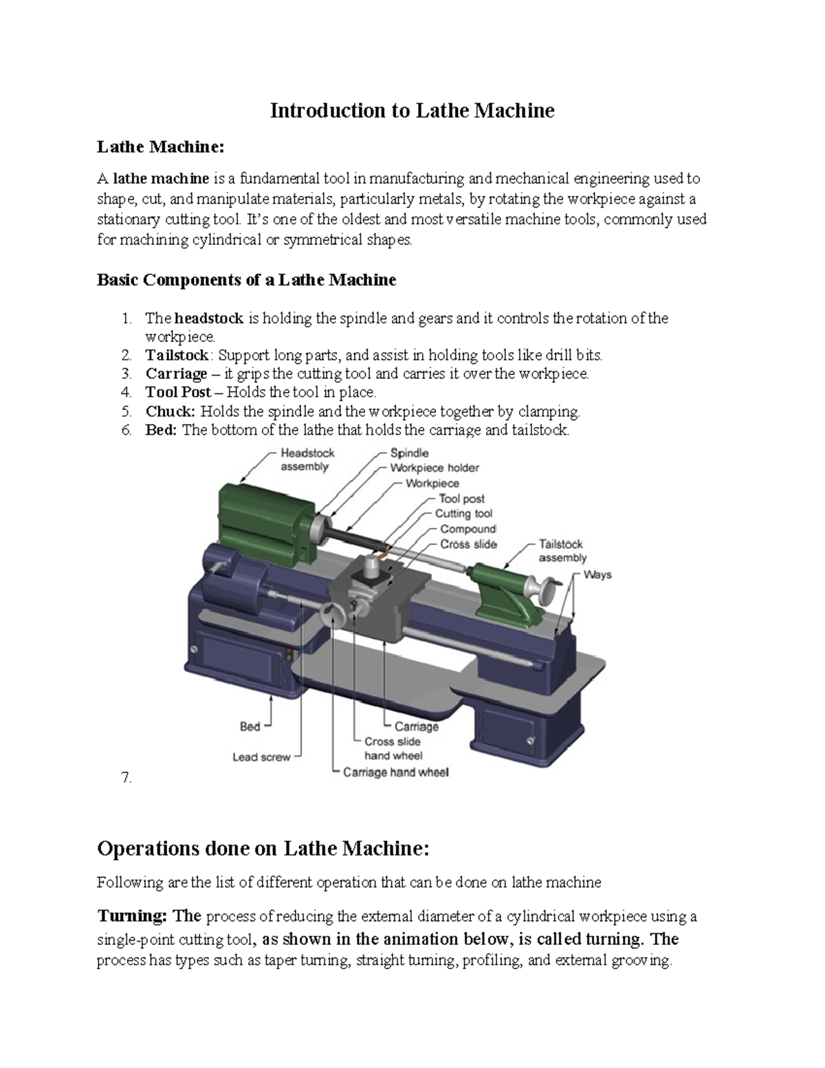 Introduction to lathe machine - Introduction to Lathe Machine Lathe ...
