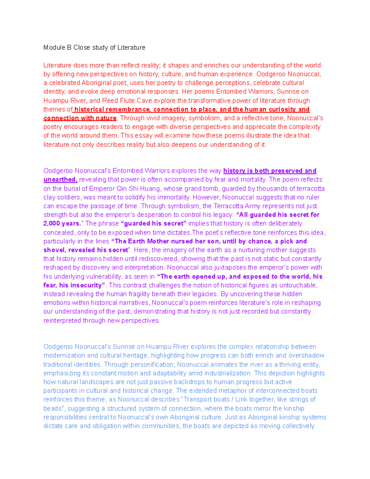 Module B: Close Study of Oodgeroo Noonuccal's Poetry and Its Impact on ...