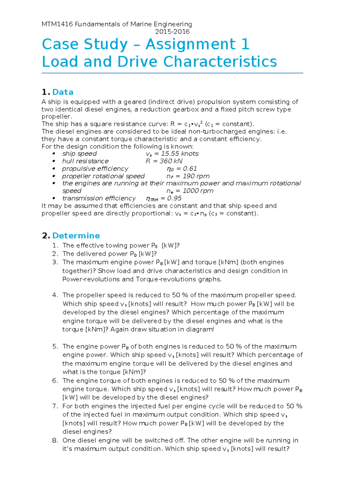 Oefenopgave Load & Drive Characteristics Case Study met Antwoorden ...