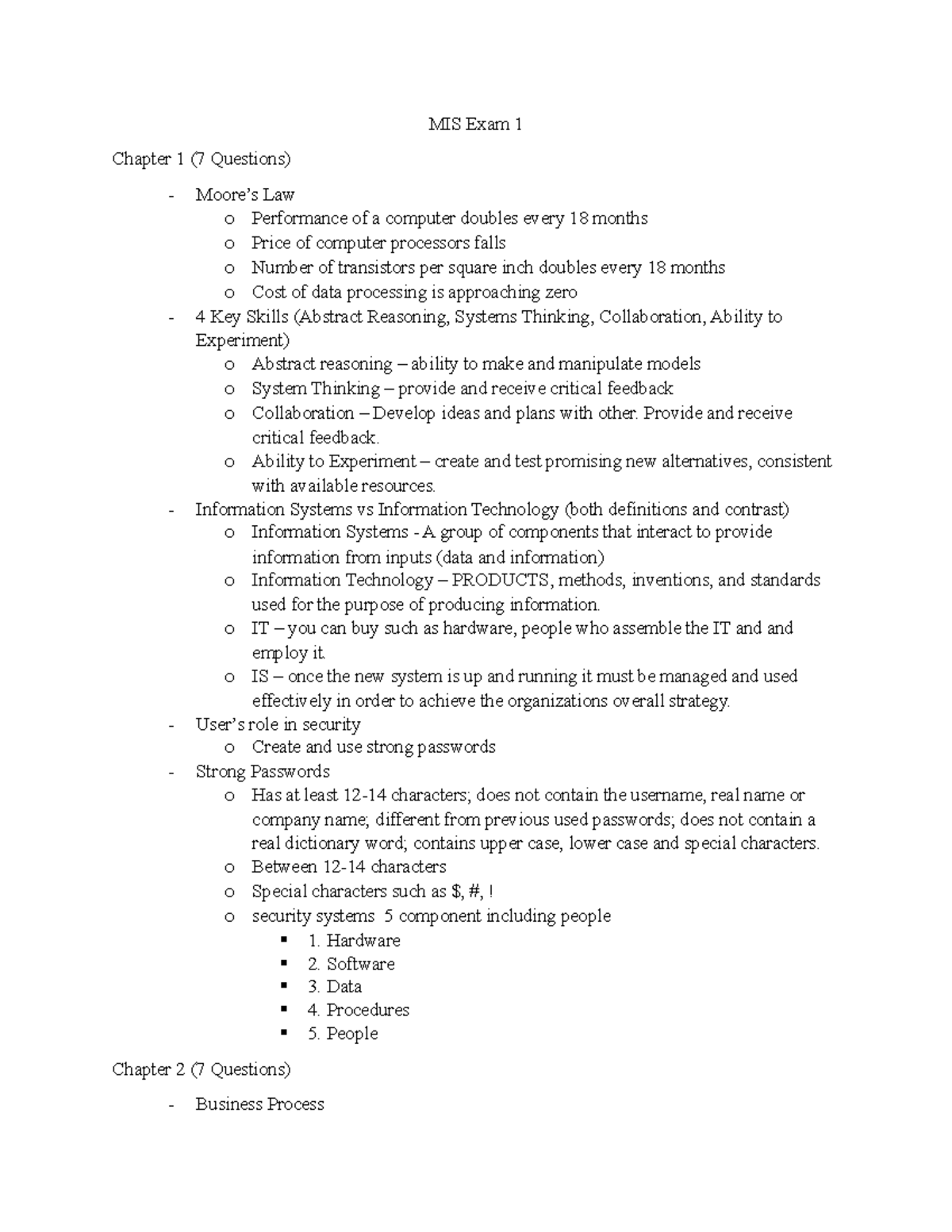 MIS 3063 Exam 1 Study Guide: Key Concepts & Insights - Studocu