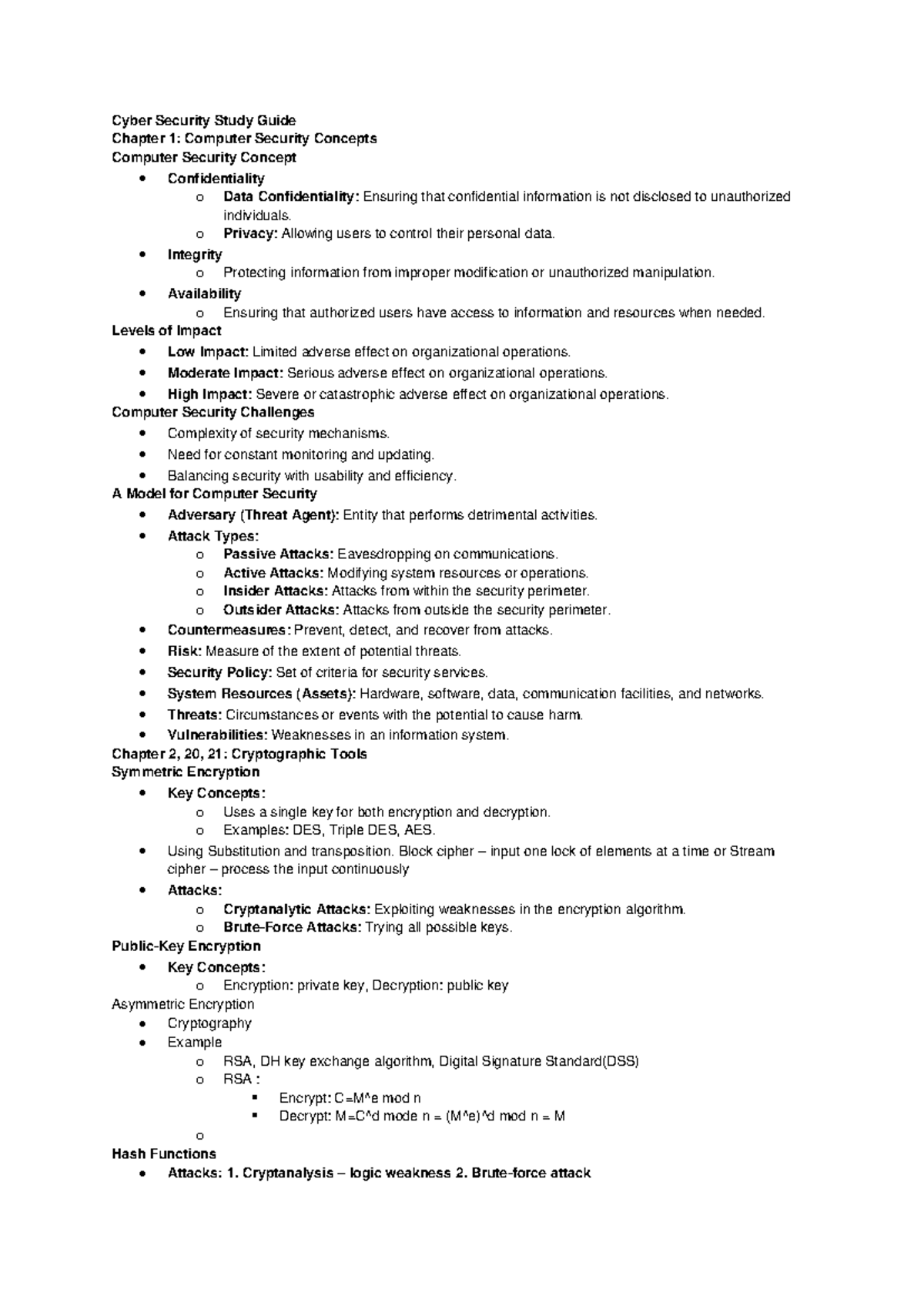 Cyber Security Concepts and Tools Study Guide (CS101) - Cyber Security ...
