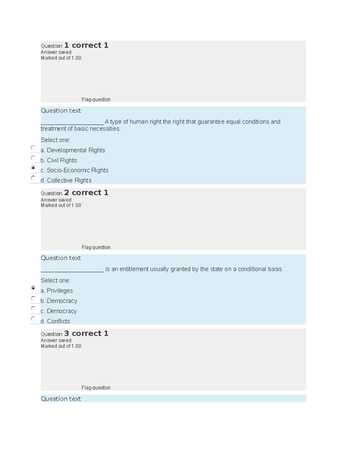 Pdfcoffee - yes - Question 1 Correct Mark 1 out of 1. Flag question Question text Which of these ...