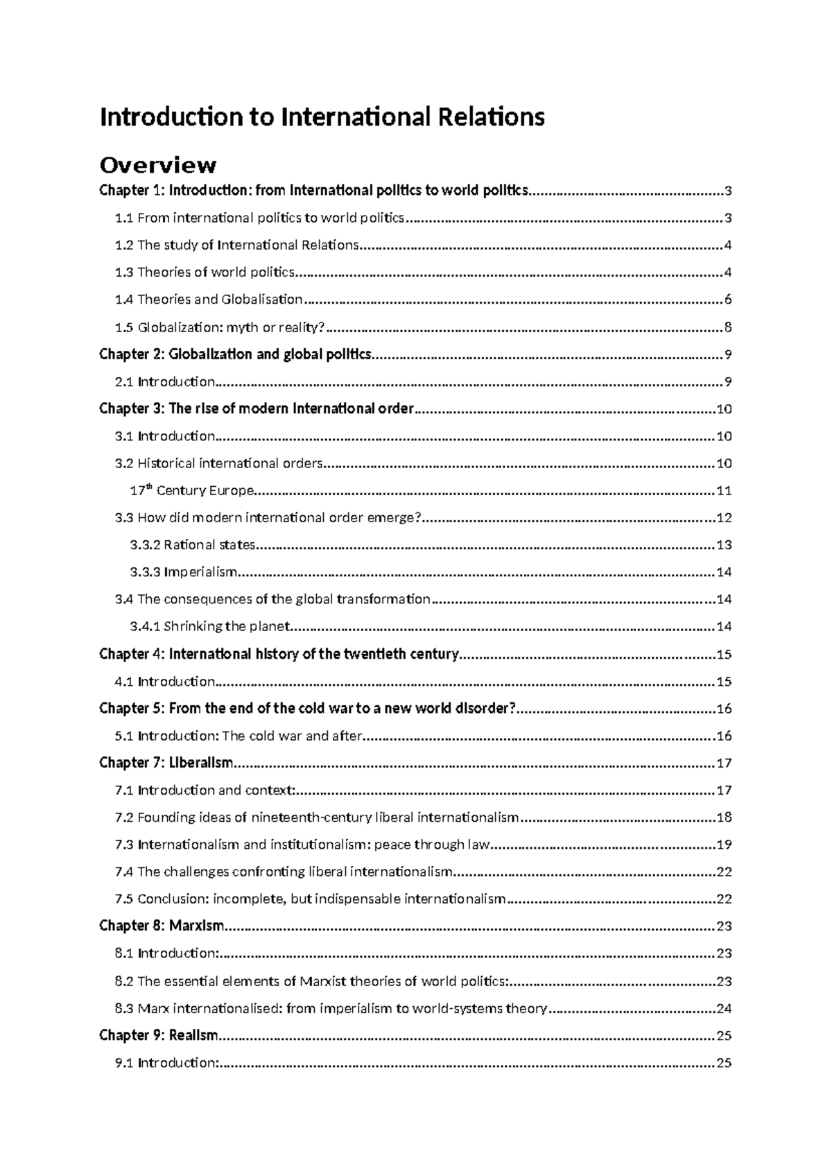 Book Summary: Introduction to International Relations (IR101) - Studeersnel