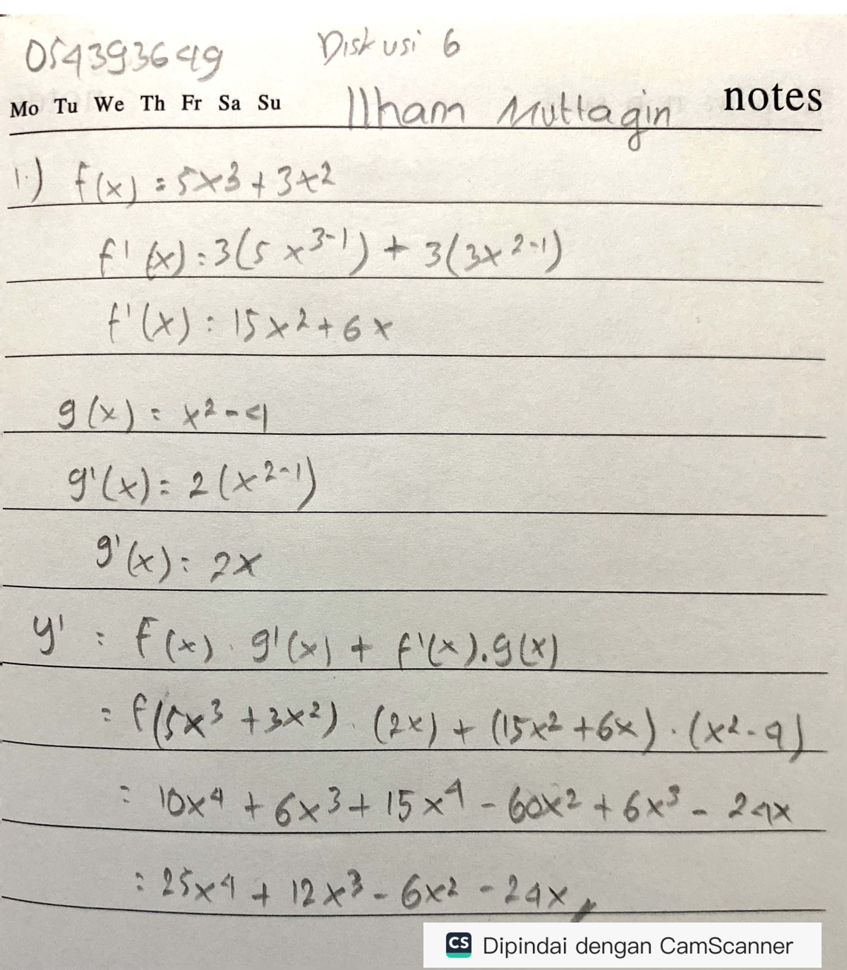Diskusi 6 matematika - Matematika Ekonomi - 054393649 Diskusi 6 Mo Tu We Th Fr Sa Su Ilham ...