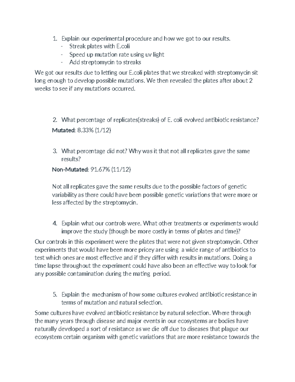 BIO 302 Final Exam: Study on Evolution of Antibiotic Resistance - Studocu