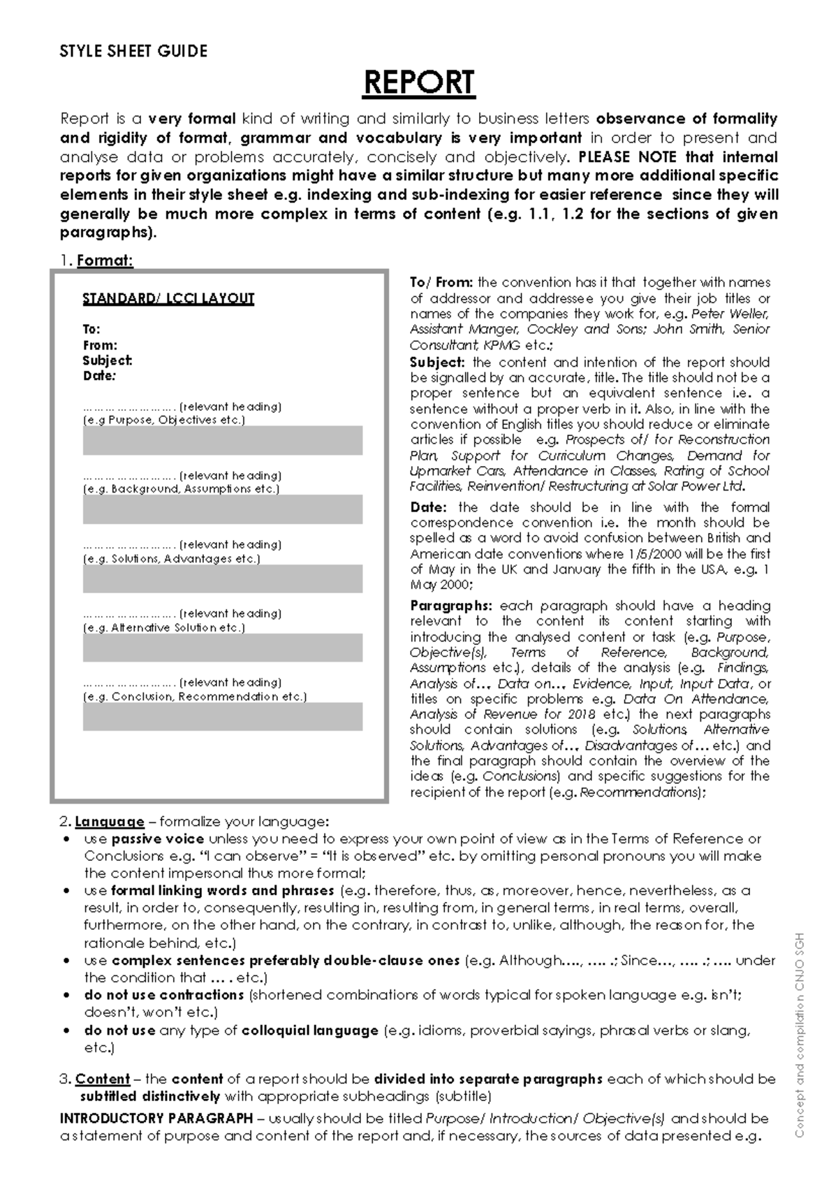 Report style sheet CNJO - jak pisać business report - Concept and ...