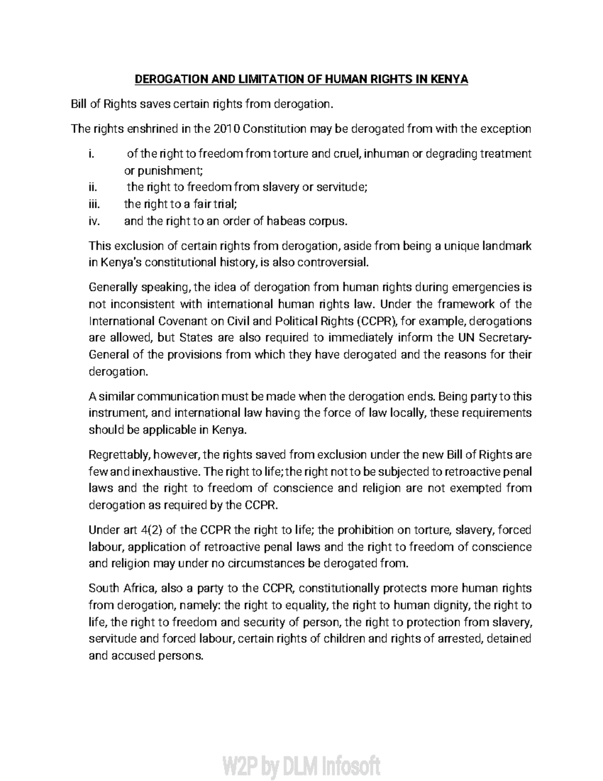 Limitation of Human Rights in Kenya: A Critical Analysis - Studocu