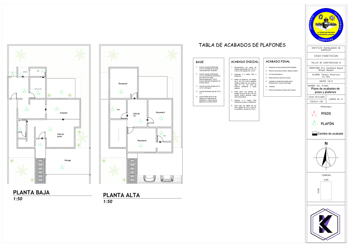 Plafon - TABLA DE ACABADOS DE PLAFONES BASE Losa de vigueta ...