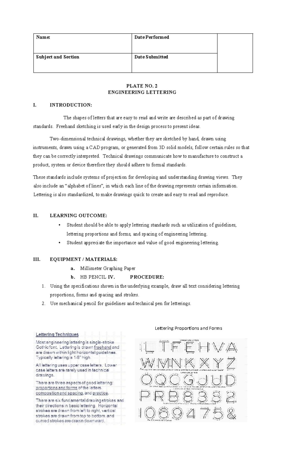 ENGR 101 Activity No. 2: Engineering Lettering Standards Guide - Studocu