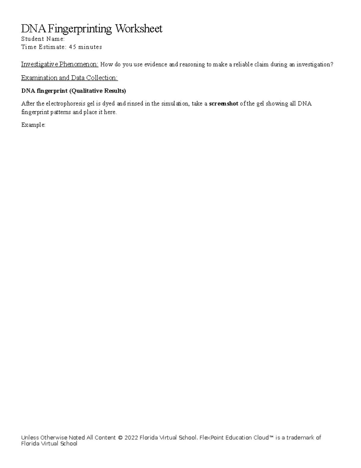 Dna-fingerprinting-worksheet - DNA Fingerprinting Worksheet Student ...