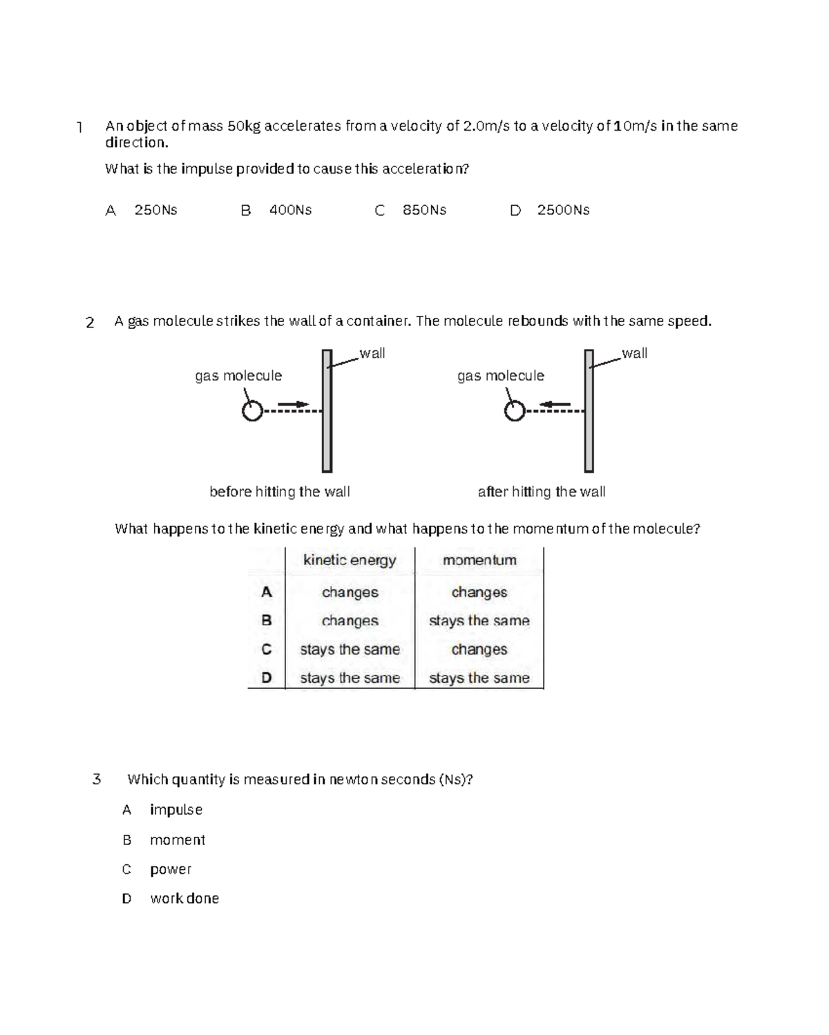 Momentum (Multiple Choice) QP - Physics Exam Questions - Studocu