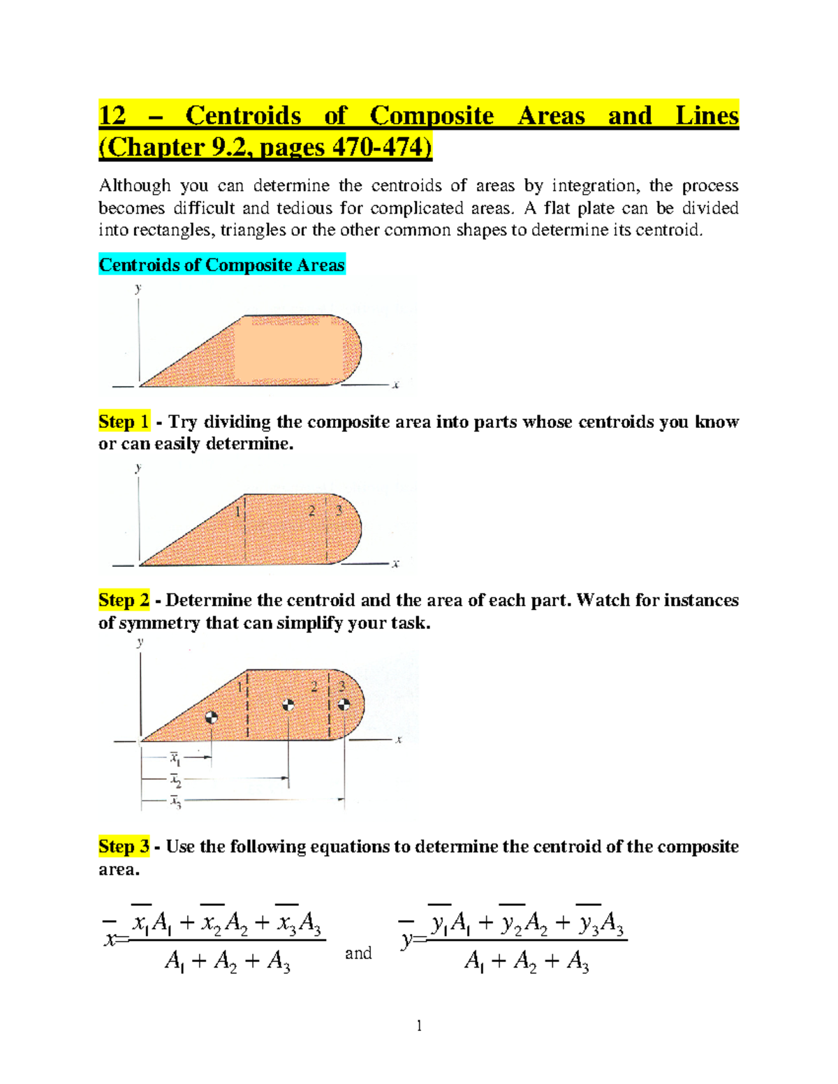 12-Centroids of Composite Areas and Composite Lines - 12 – Centroids of Composite Areas and ...