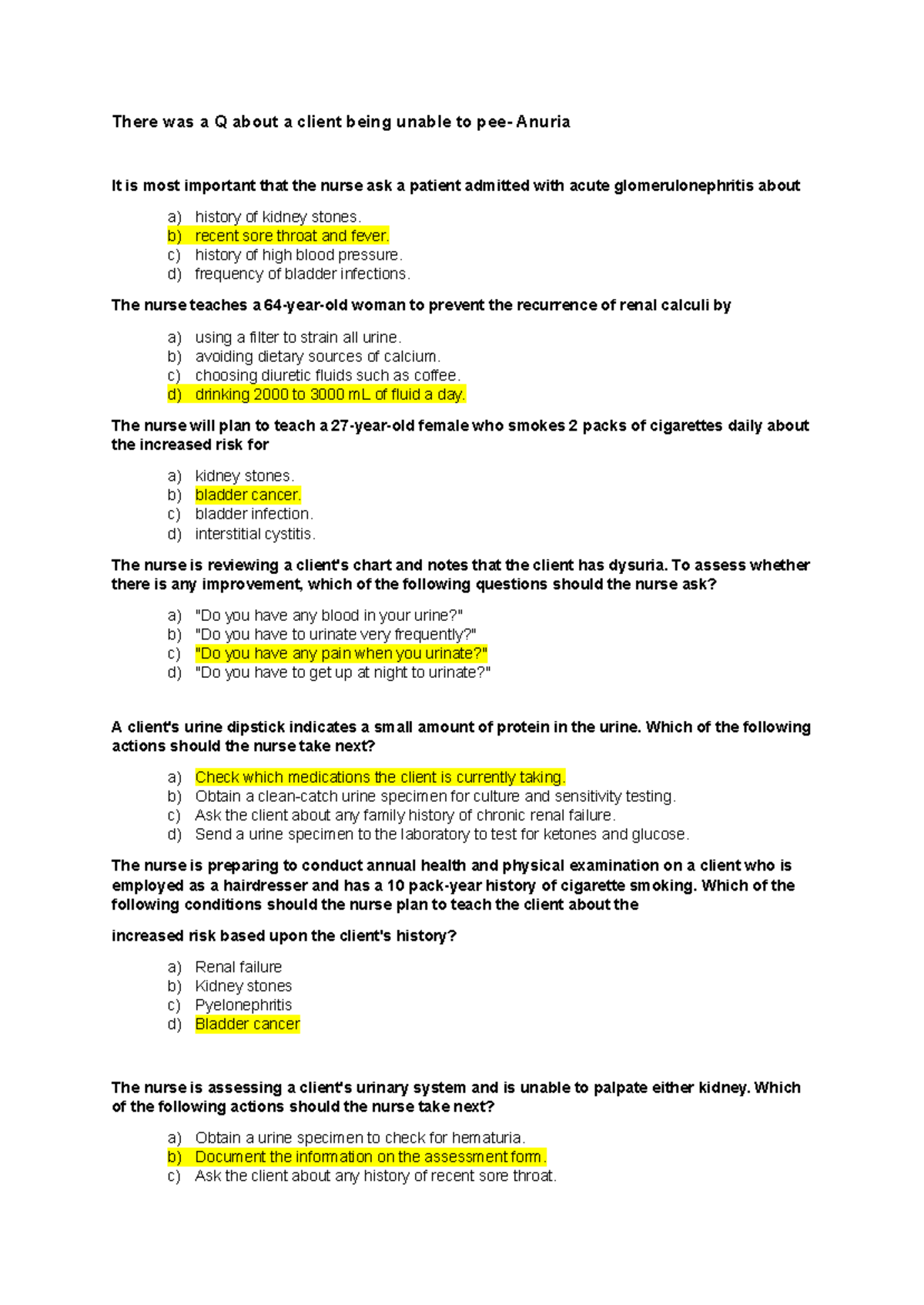 Urinary System MCQ Review - Multiple Choice Questions & Answers - Studocu