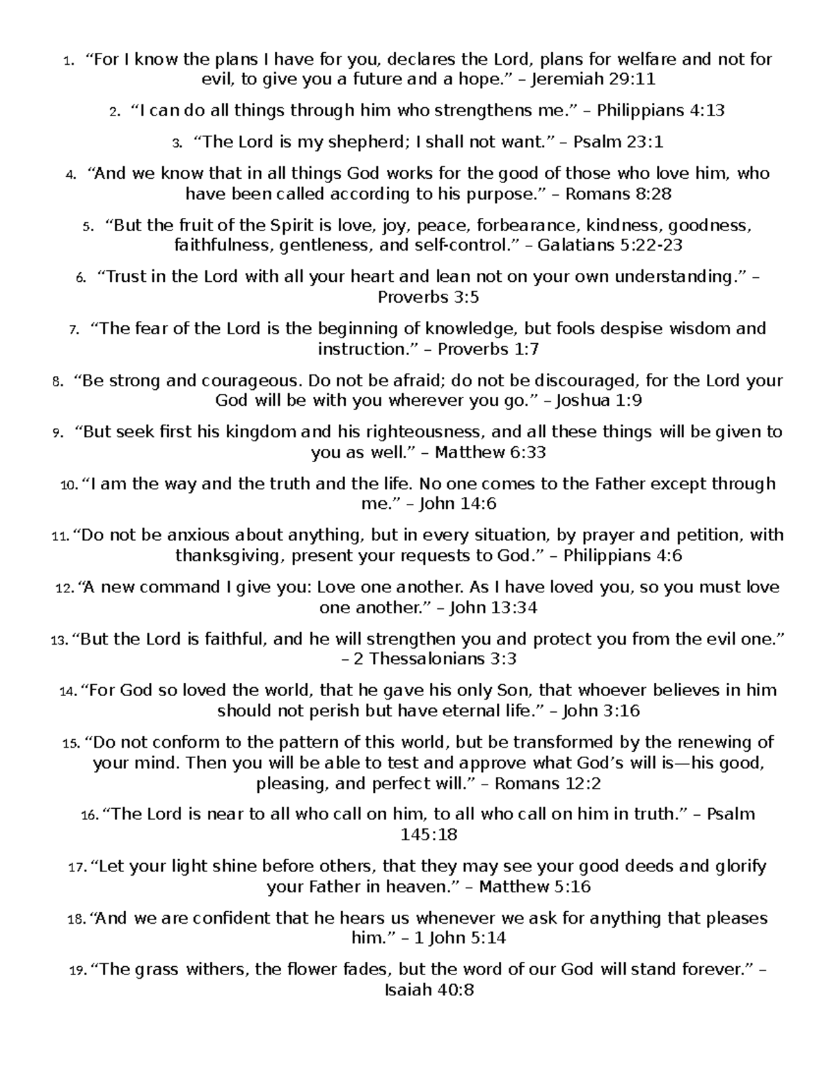 20 Inspirational Bible Verses for Reflection and Encouragement - Studocu
