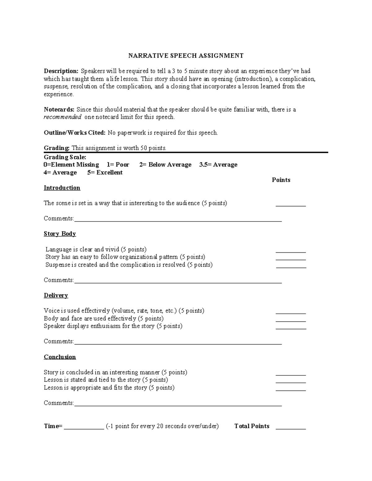 NARRATIVE SPEECH ASSIGNMENT (2023) - Jenkins - Studocu