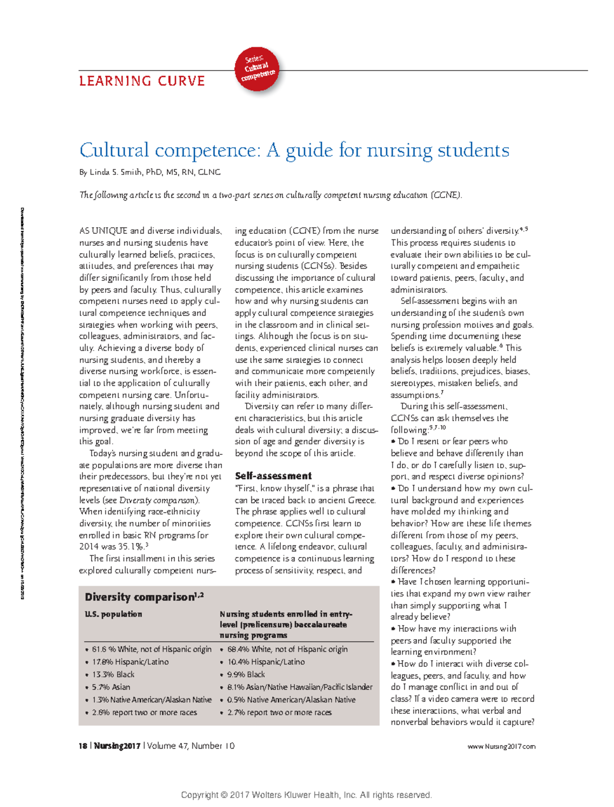 Cultural Competence for Nursing Students: A Practical Guide (NURS 2017 ...